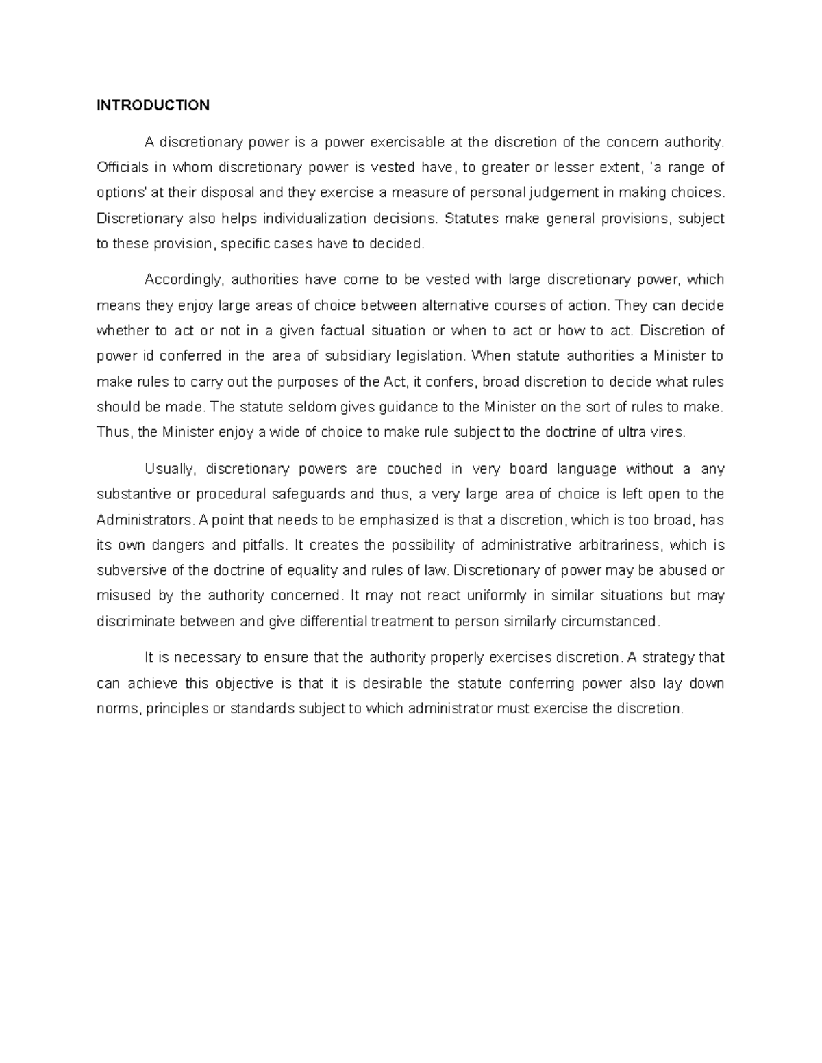 DISCRETIONARY POWER - TUTORIAL PAST YEAR MARCH 2015 - INTRODUCTION A ...