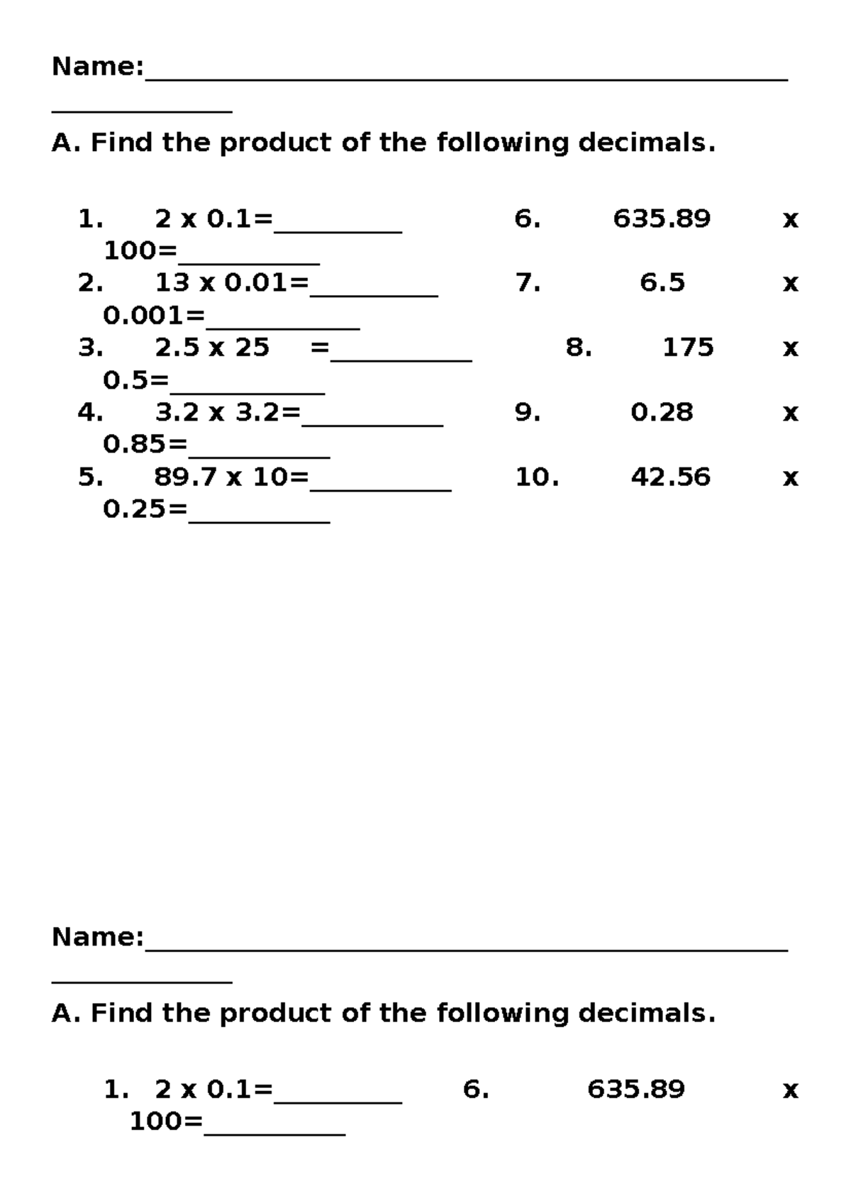 Activity-Math 6 - none - Name ...