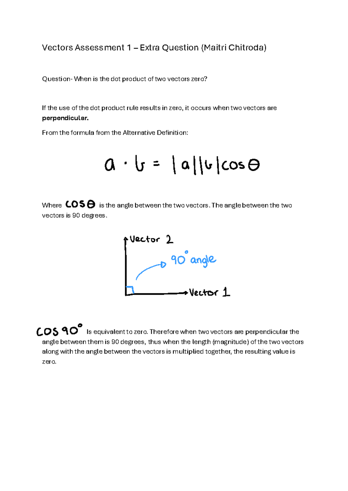 Vectors Assessment 1 Extra Question (Yr 1 Sem 1) - Vectors Assessment 1 ...