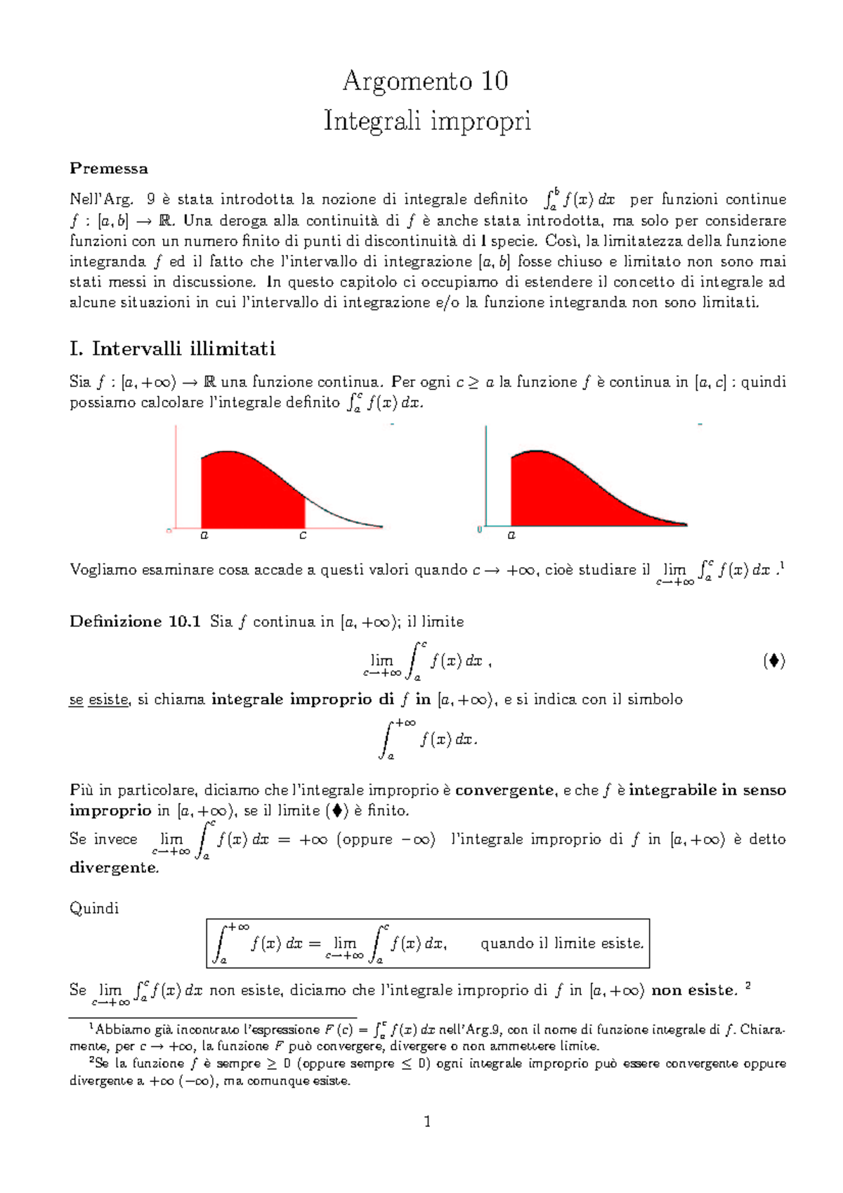 Teoria-integrali-impropri - Argomento 10 Integrali impropri Premessa ...