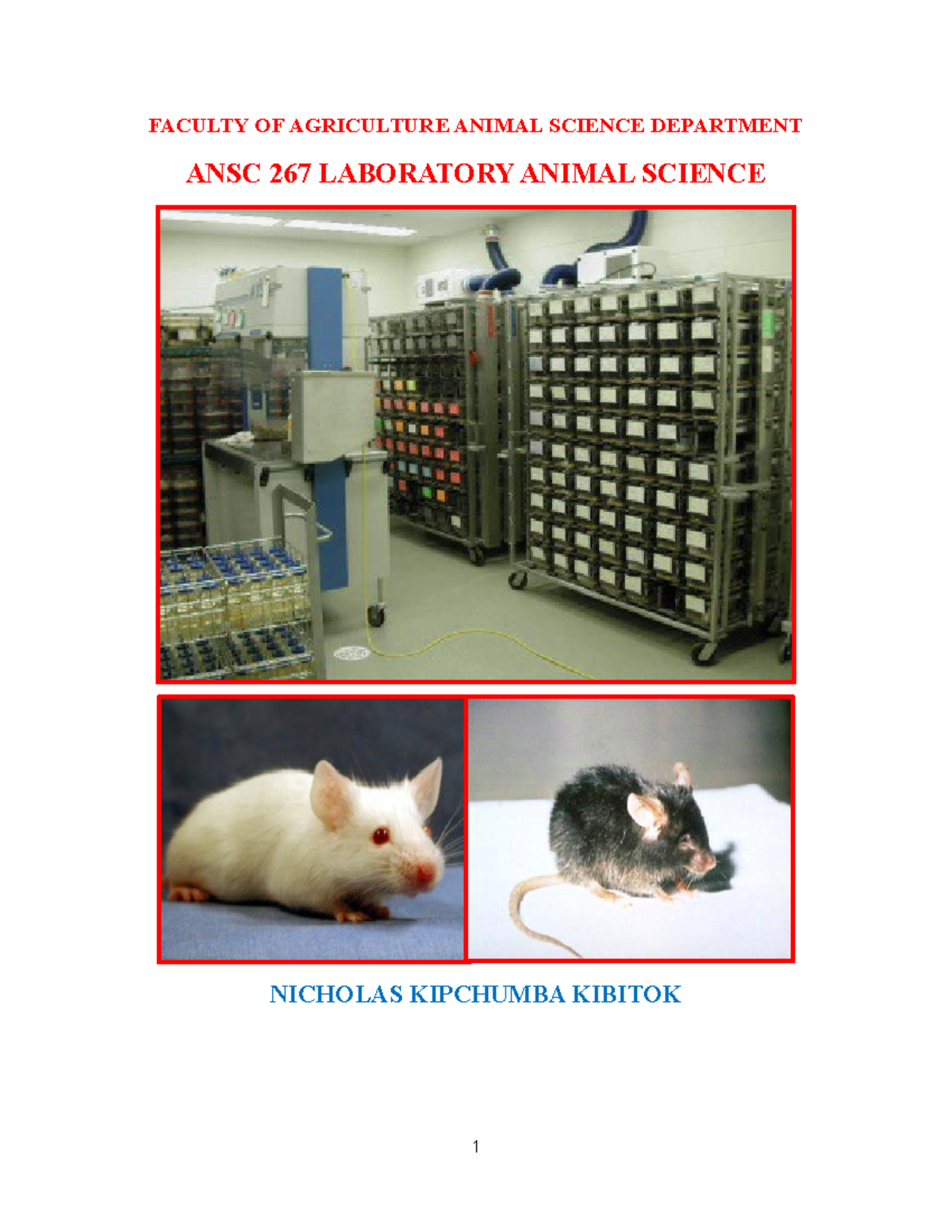 ANSC 267 Notes Final Novemeber 2019-1 - FACULTY OF AGRICULTURE ANIMAL ...