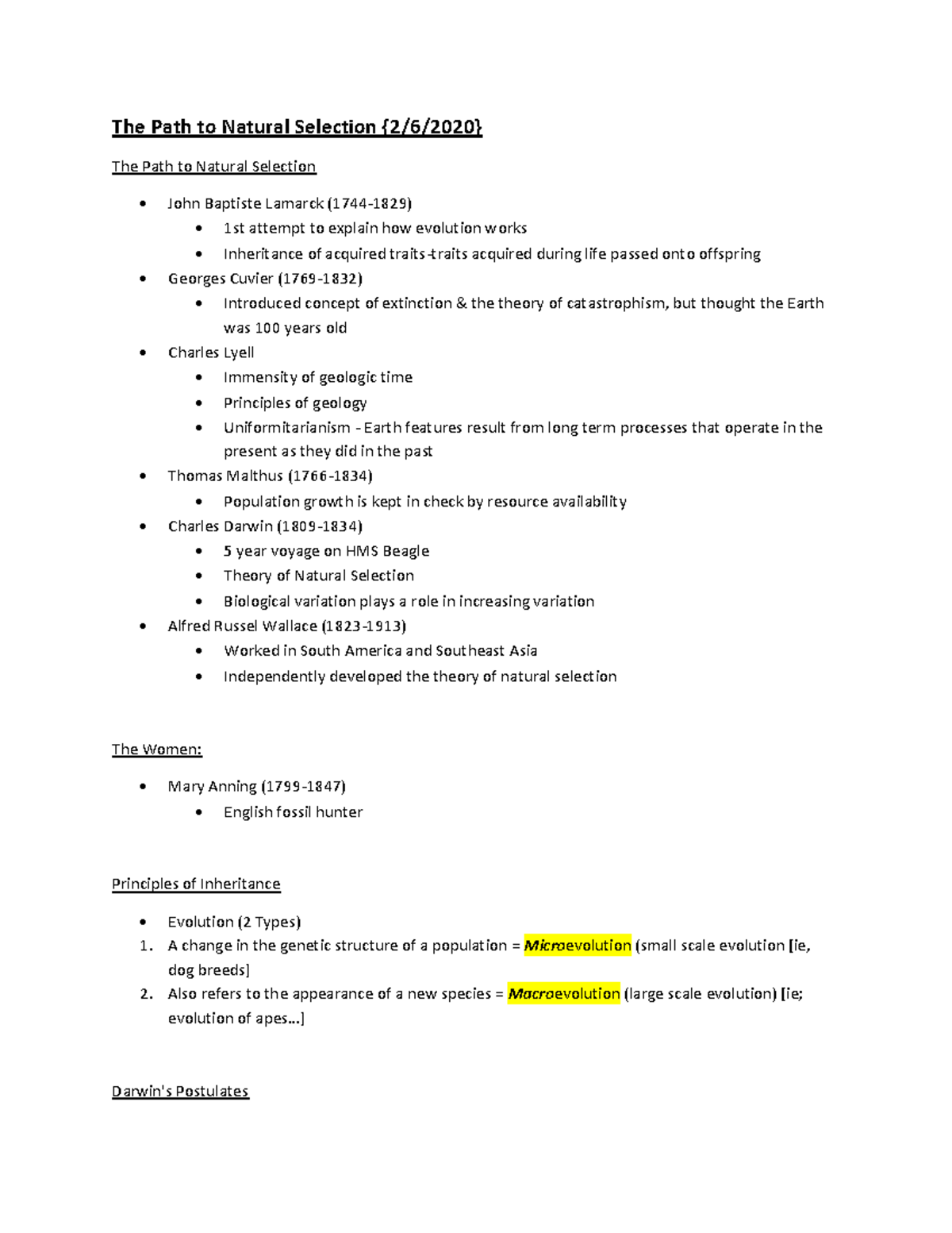 Anthropology 102-The Path to Natural Selection - Warning: TT: undefined ...