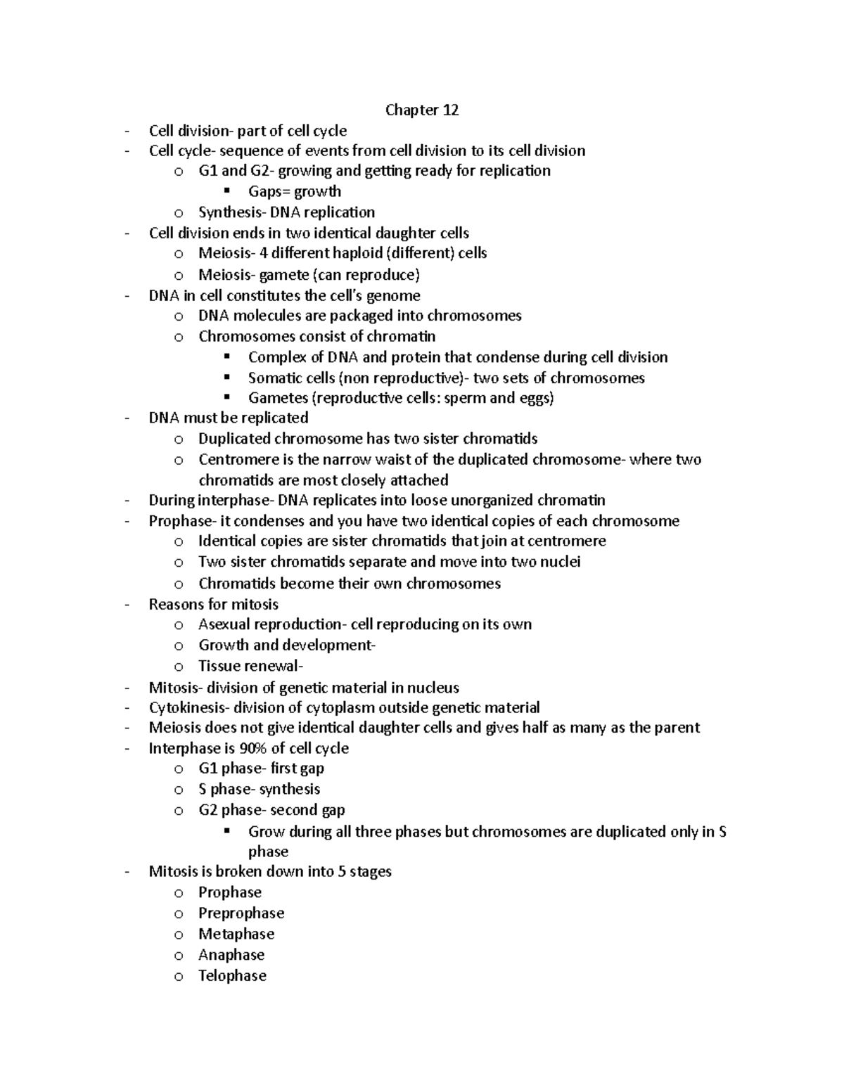 Cell Division and Cycle - Chapter 12 Cell division- part of cell cycle ...