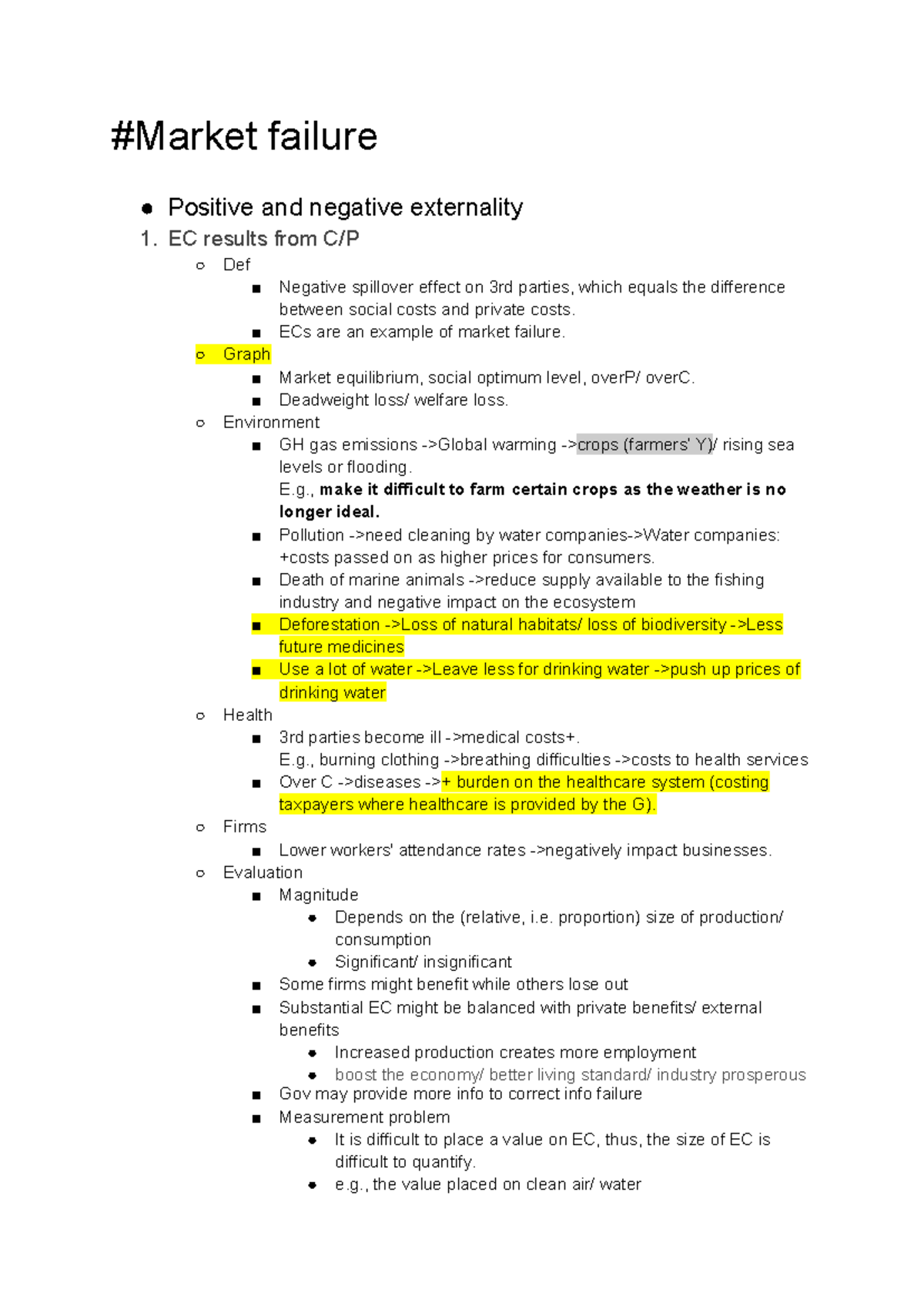 A Summary of Ideas related to Market Failure - #Market failure Positive ...