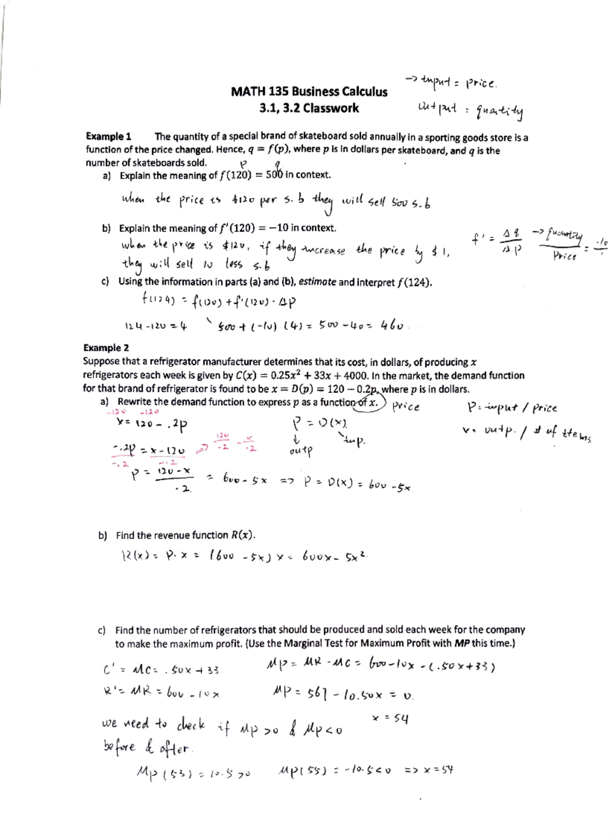 3.1&3.2 CW - class - MATH 135 - Studocu