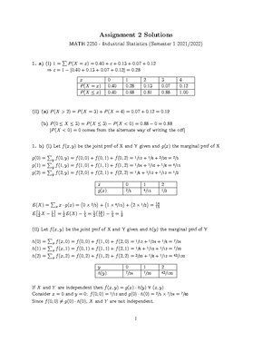 MATH 2250 Assignment 1 - 1 Assignment 1 MATH 2250 - Industrial ...