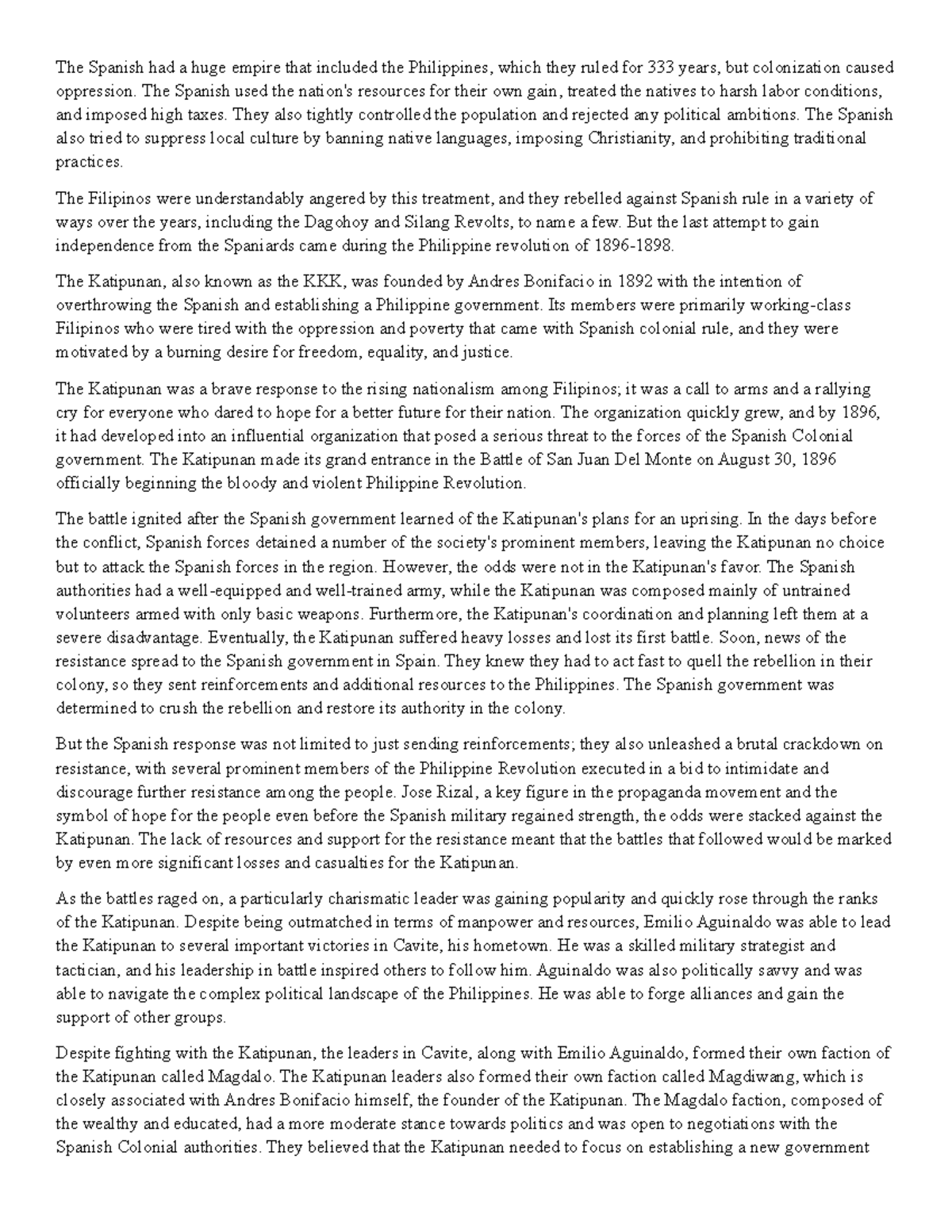 Ph rev1896 - READINGS IN PHILIPPINE HISTORY - The Spanish had a huge ...