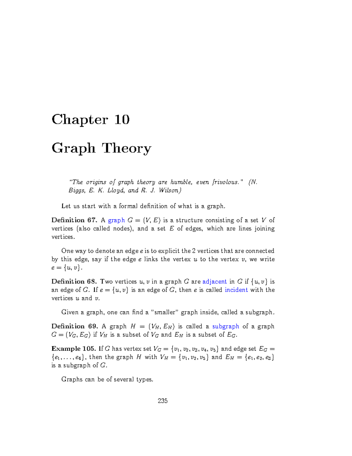 CH 10 Graph Theory - Lecuture materials - Chapter 10 Graph Theory “The ...