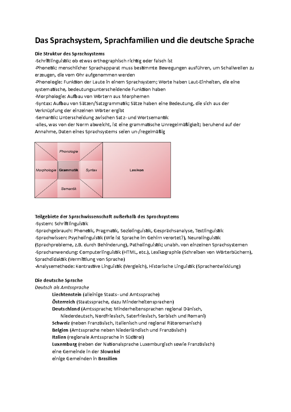 Sprachsystem, Sprachfamilien und die deutsche Sprache - durch ...
