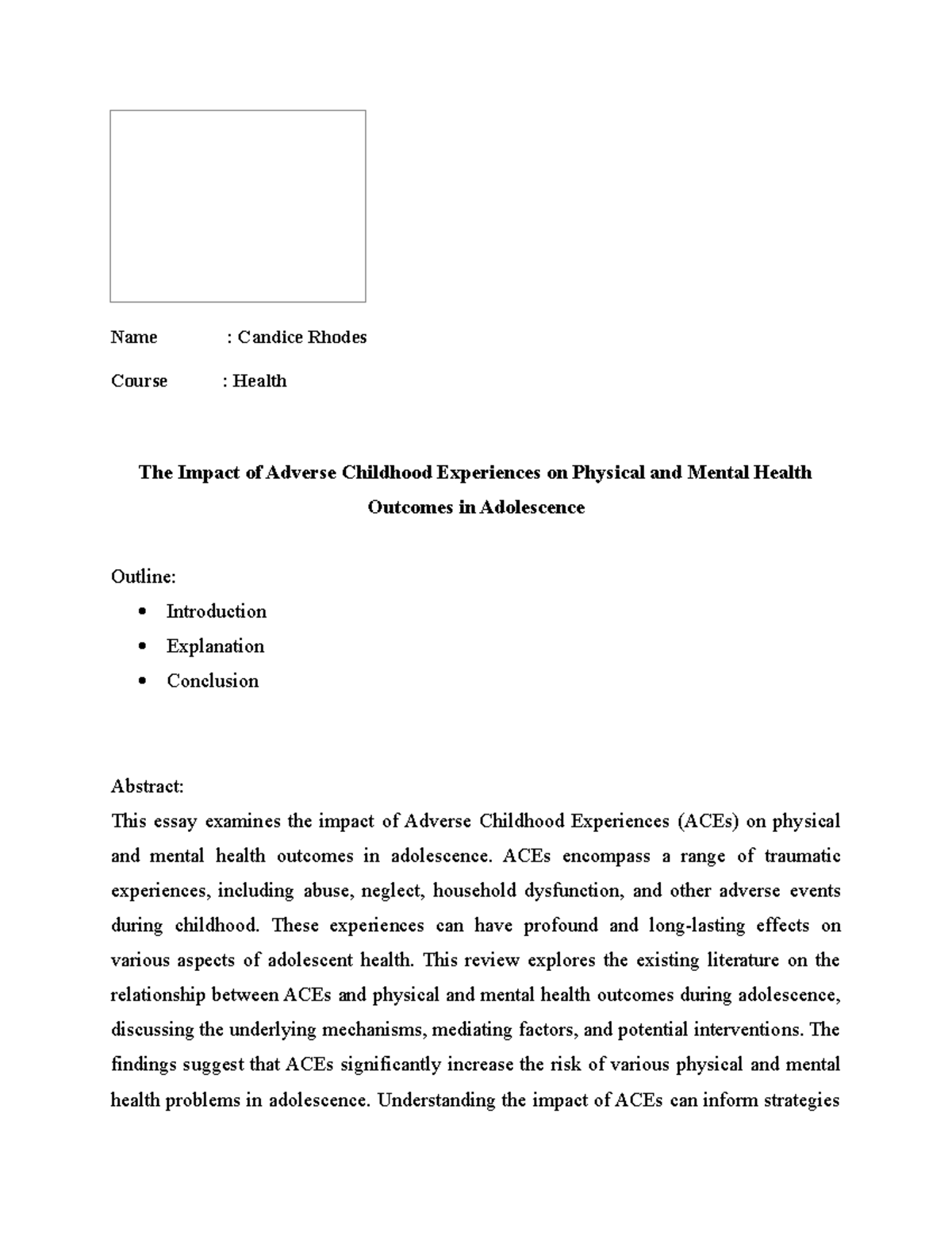The Impact of Adverse Childhood Experiences on Physical and Mental ...