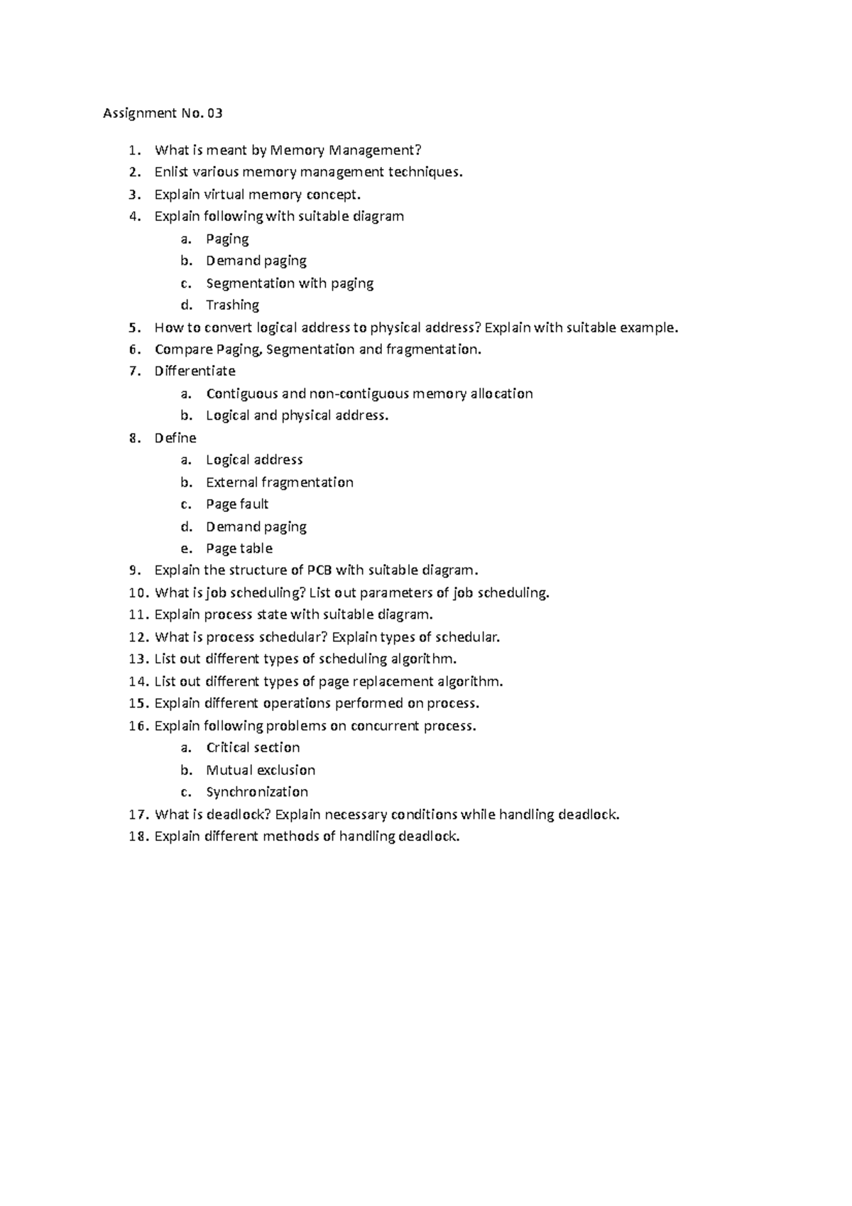 Assignment No 3 Os Assingment On Operating System Assignment No 03 1 What Is Meant By