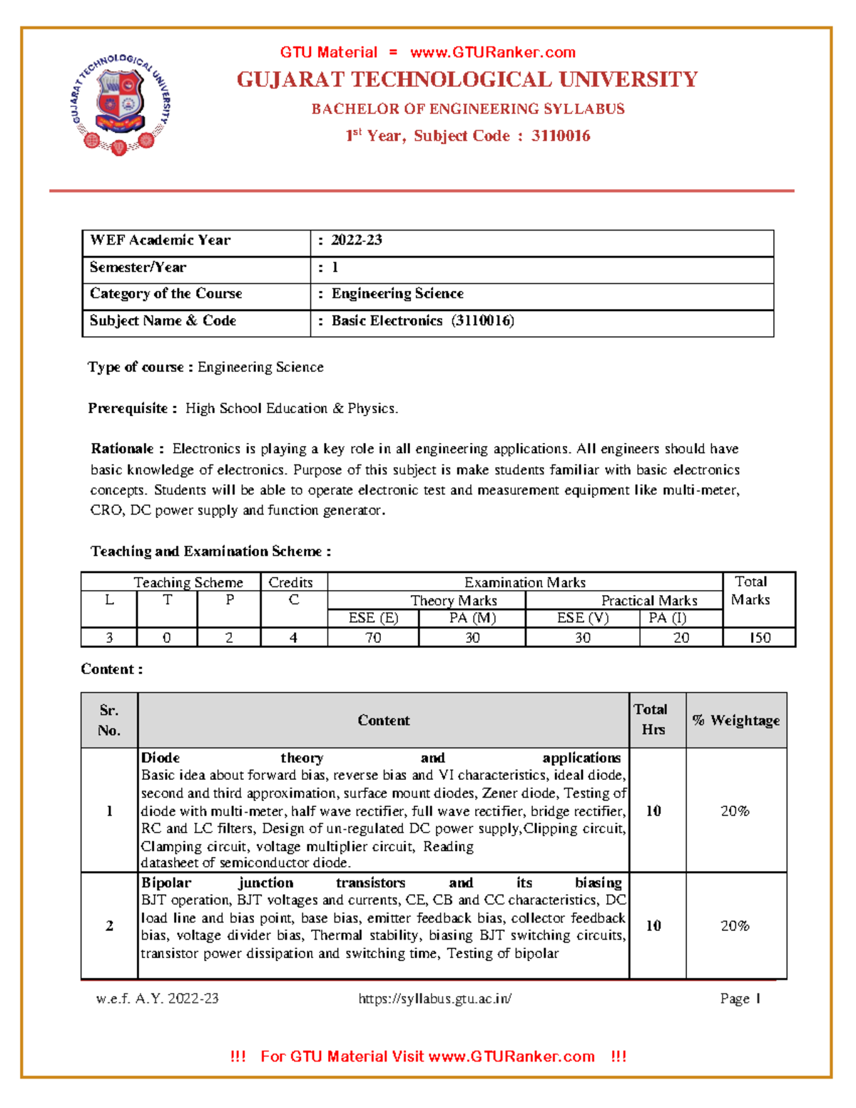 3110016 - BE Syllabus [GTURanker - GUJARAT TECHNOLOGICAL UNIVERSITY ...