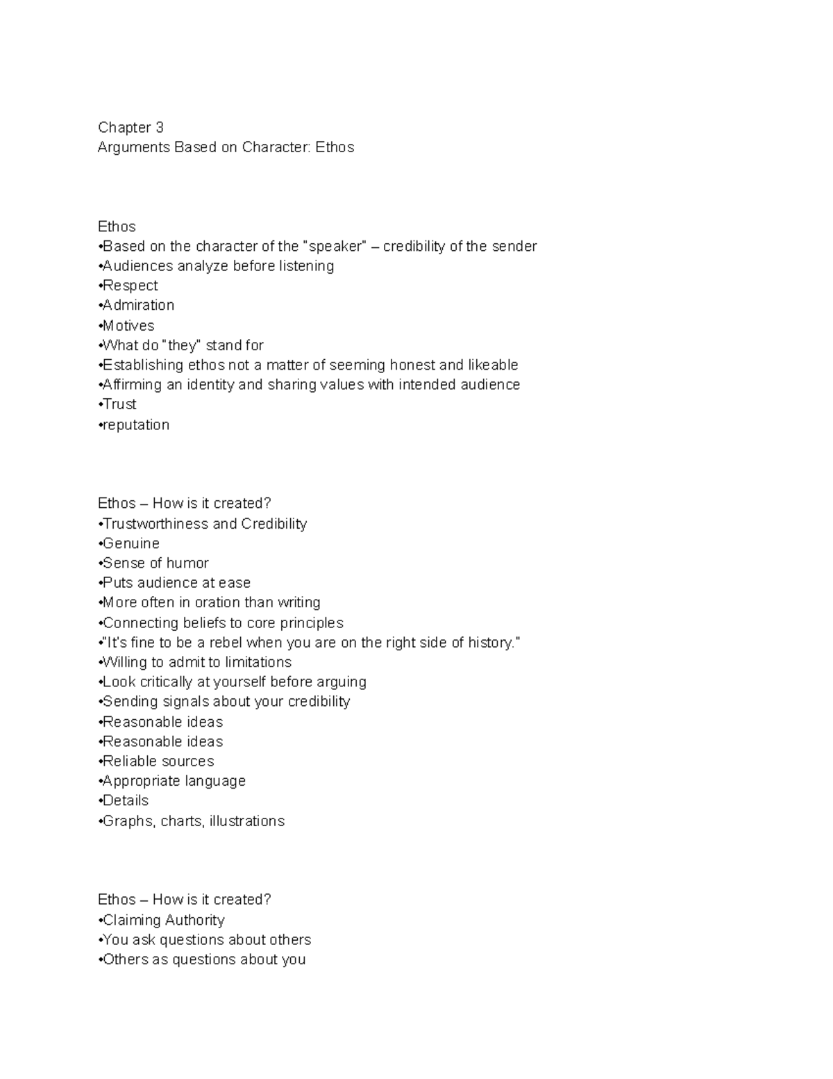 Chapter 3 notes; ethos - engl 1302 - simmons everything’s an argument ...