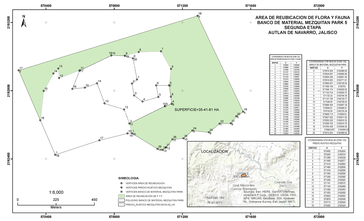 AREA DE Reubicacion F Y F - SIMBOLOGIA VERTICES AREA DE REUBICACION ...