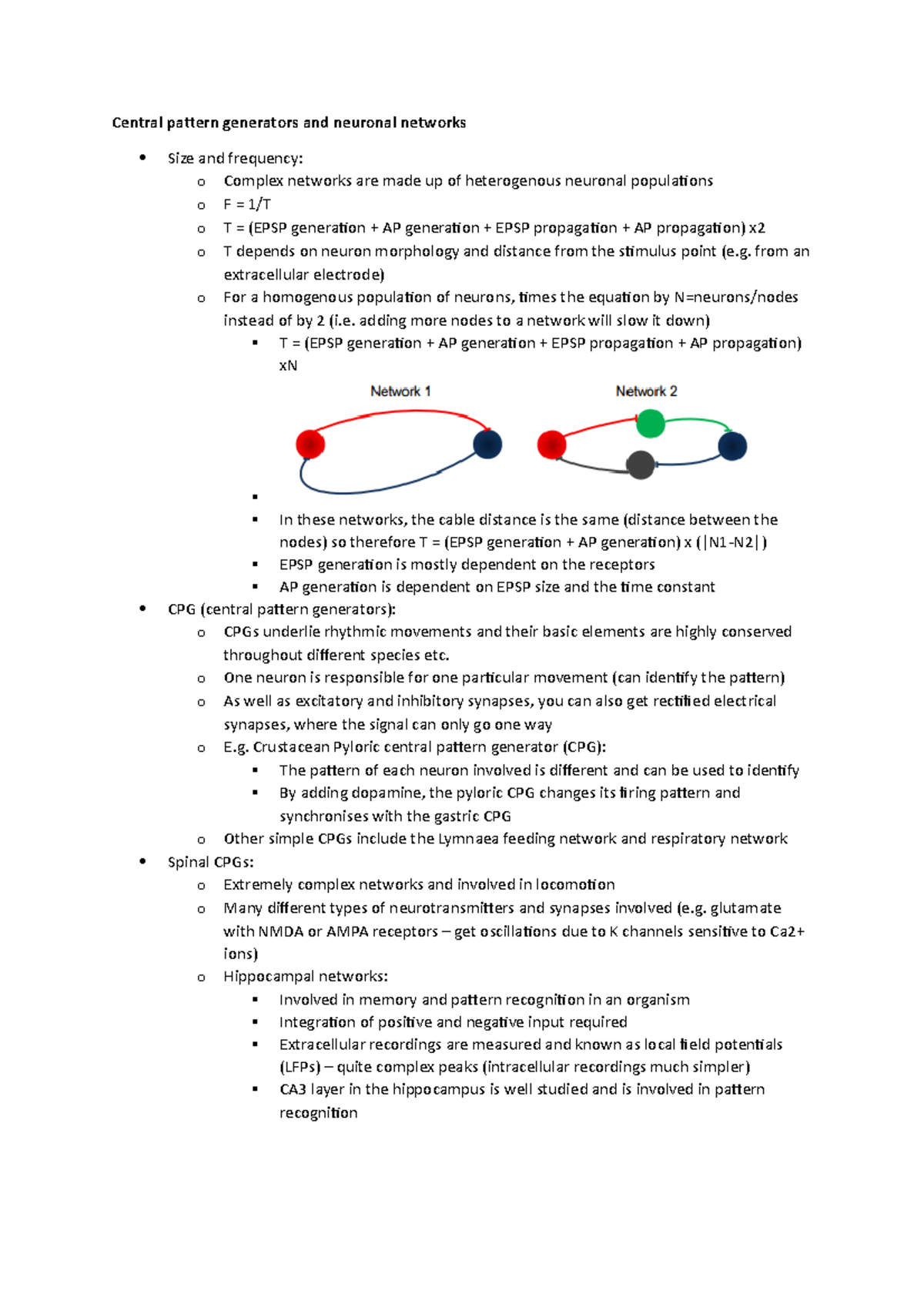 BS3055 Neuroscience Lecture Notes Part II - Central pattern generators ...