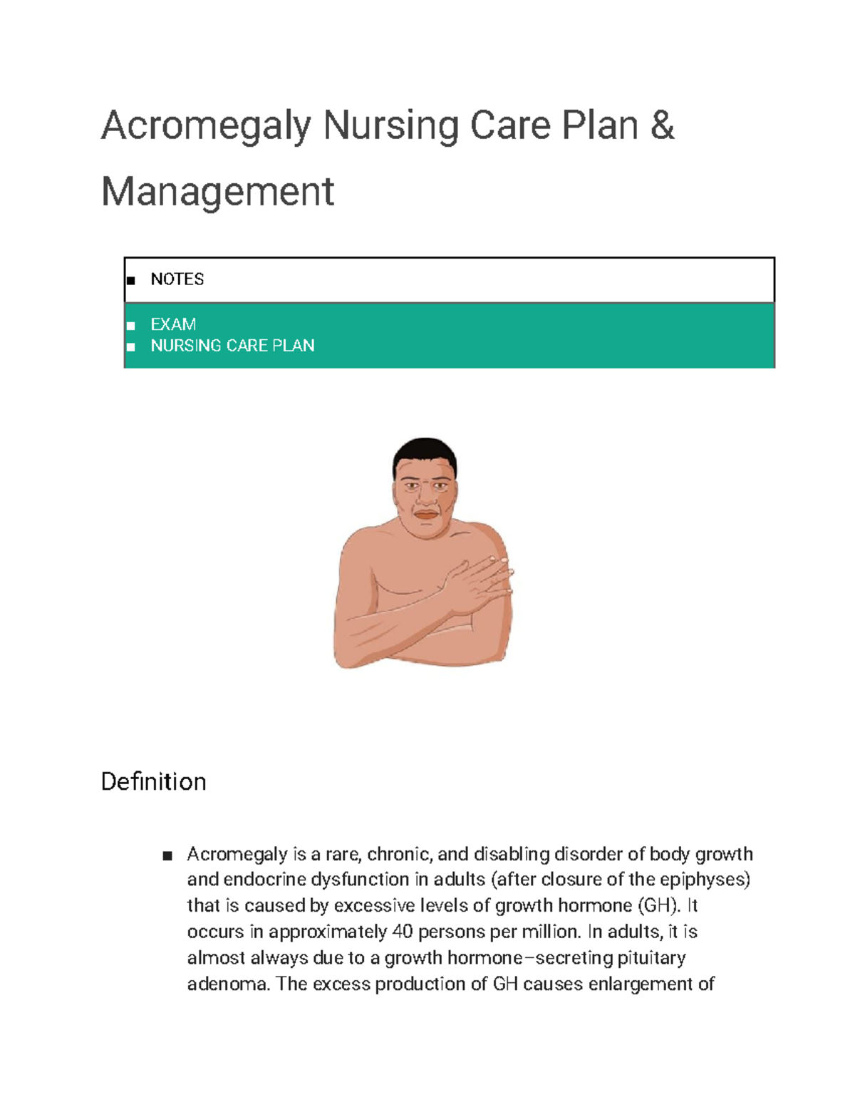 Untitled document (31) - Acromegaly Nursing Care Plan & Management ...