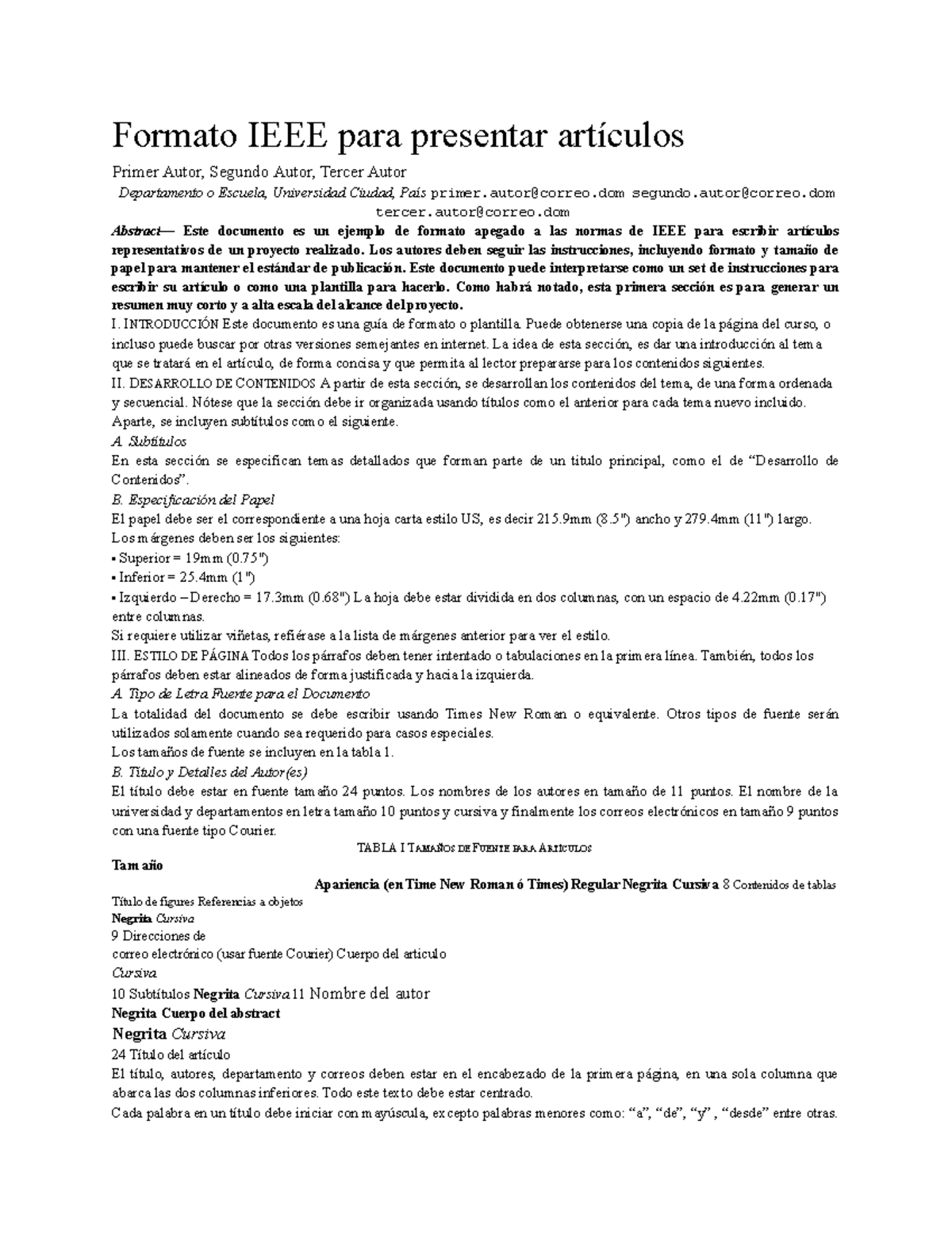 Formato IEEE - Los autores deben seguir las instrucciones, incluyendo ...