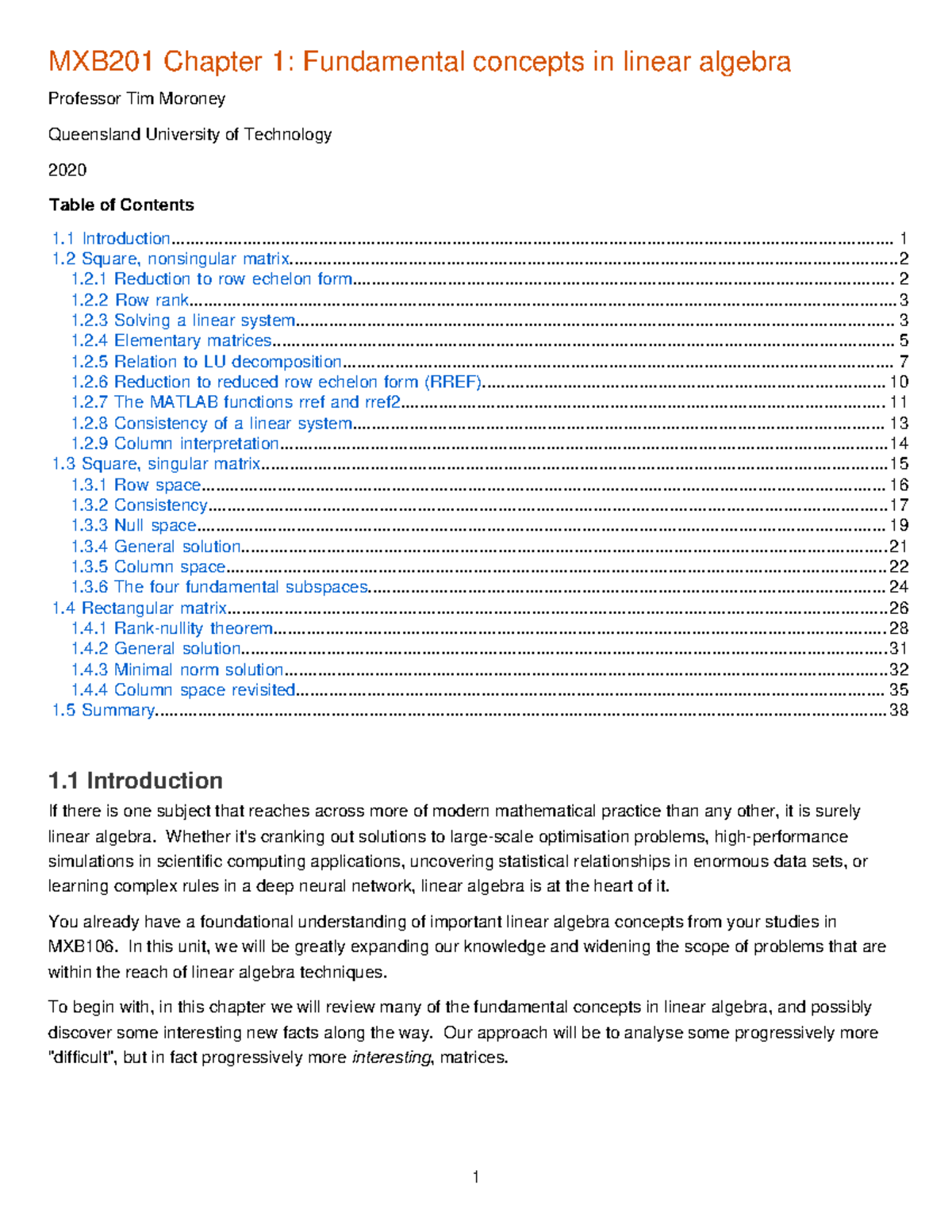MXB201 2020 Chapter 1 - MXB201 Chapter 1: Fundamental concepts in ...
