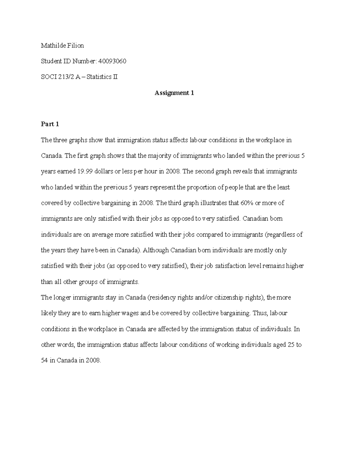 SOCI213- Statistics II - assignment 1 Mandatory assignment - SOCI 213 ...