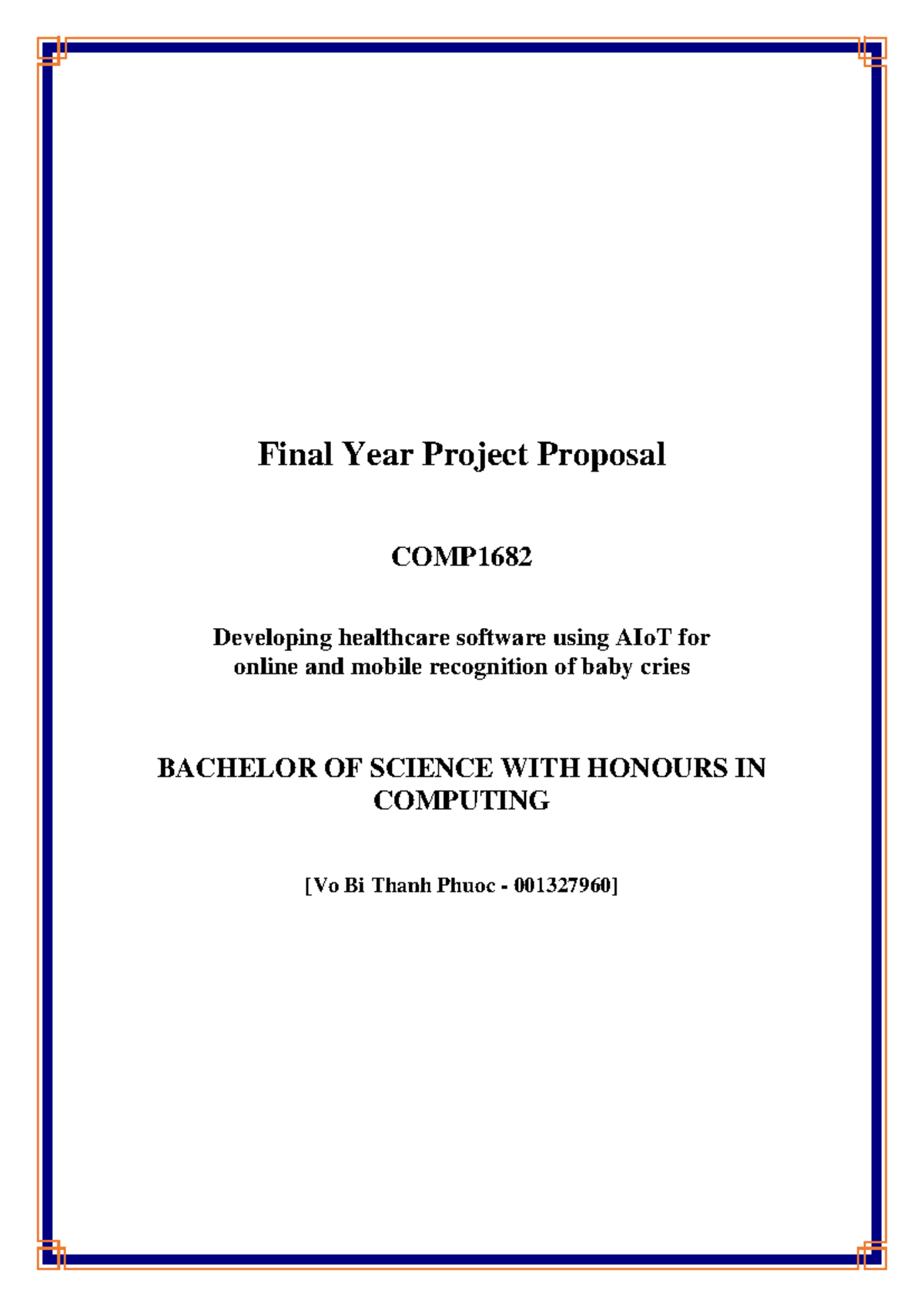 Proposal-COMP1682 - Final Year Project Proposal COMP Developing healthcare software using AIoT ...