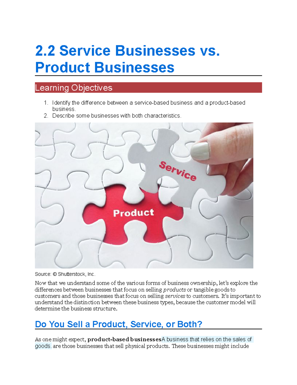 2.2 Service Businesses vs. Product Businesses - 2 Service Businesses vs ...