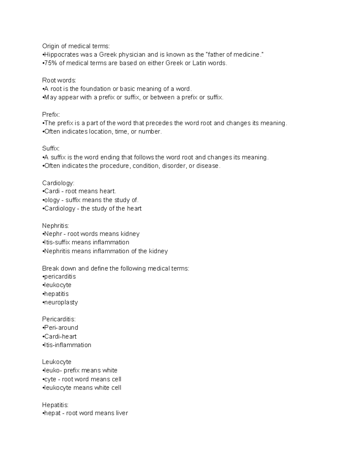 Medical Terminology The Language of the Health Profession - Origin of ...