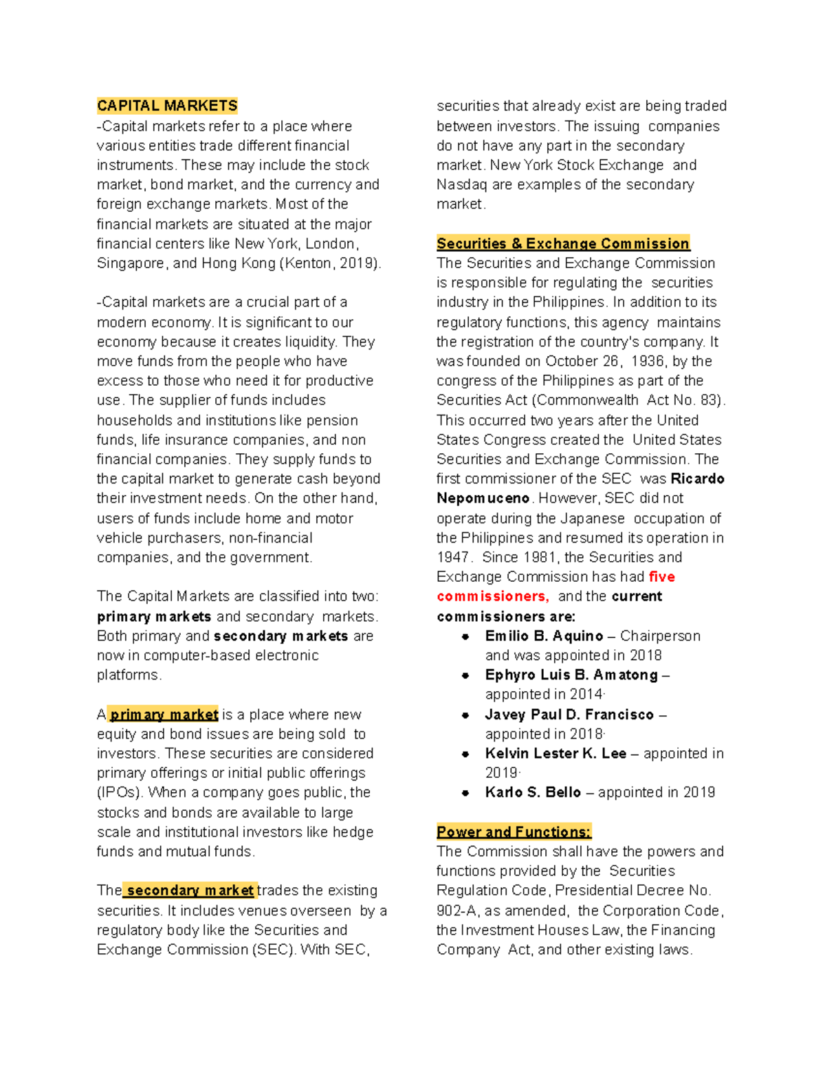 Business Finance - CAPITAL MARKETS -Capital markets refer to a place ...