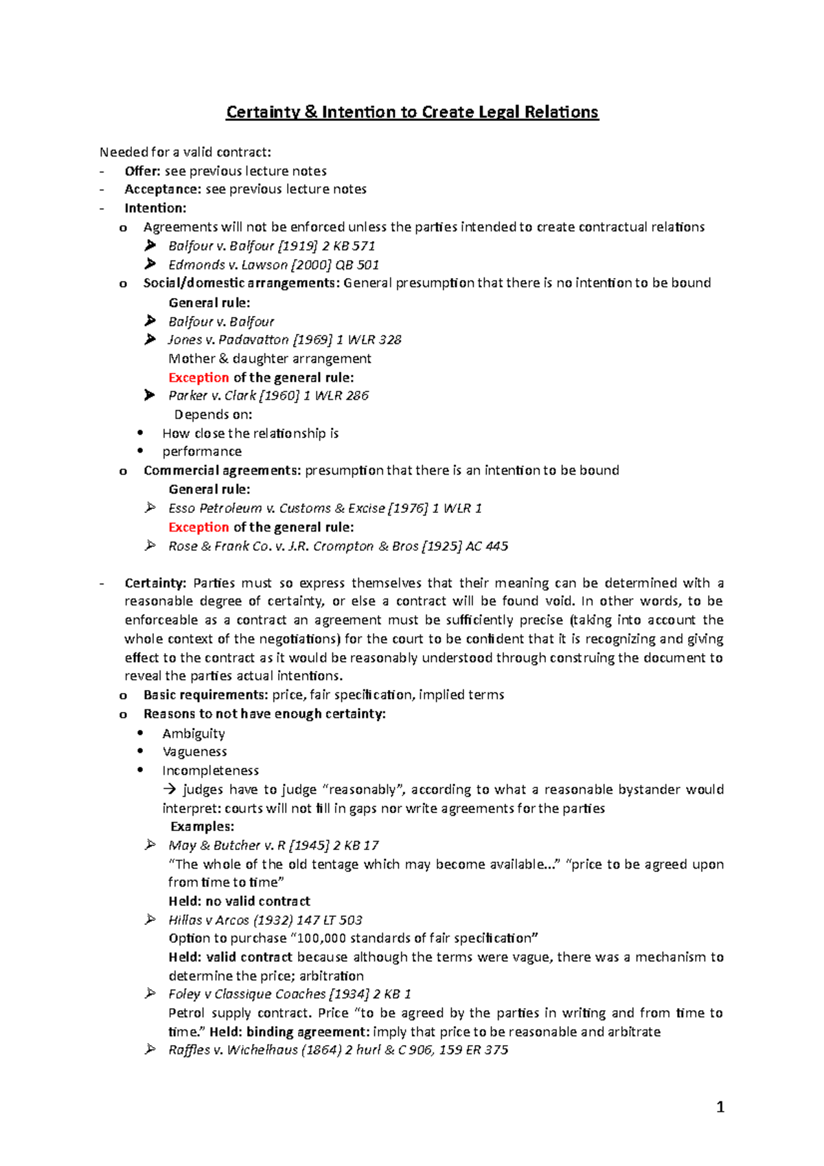 Certainty Detailed Lecture Notes Queen Mary - Certainty & Intenion to ...