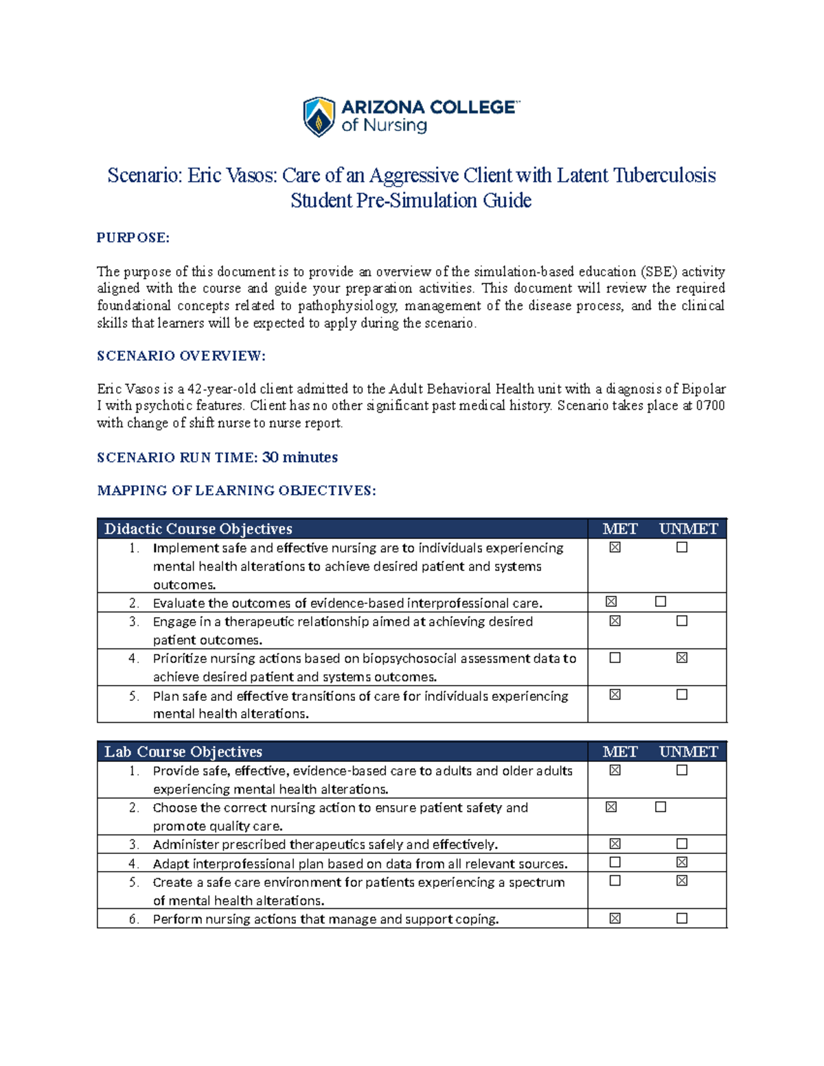 Eric Vasos Care of an Aggressive Client with Latent Tuberculosis ...