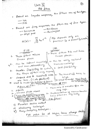 Dsp U3 mam notes - Digital Signal Processing - Studocu