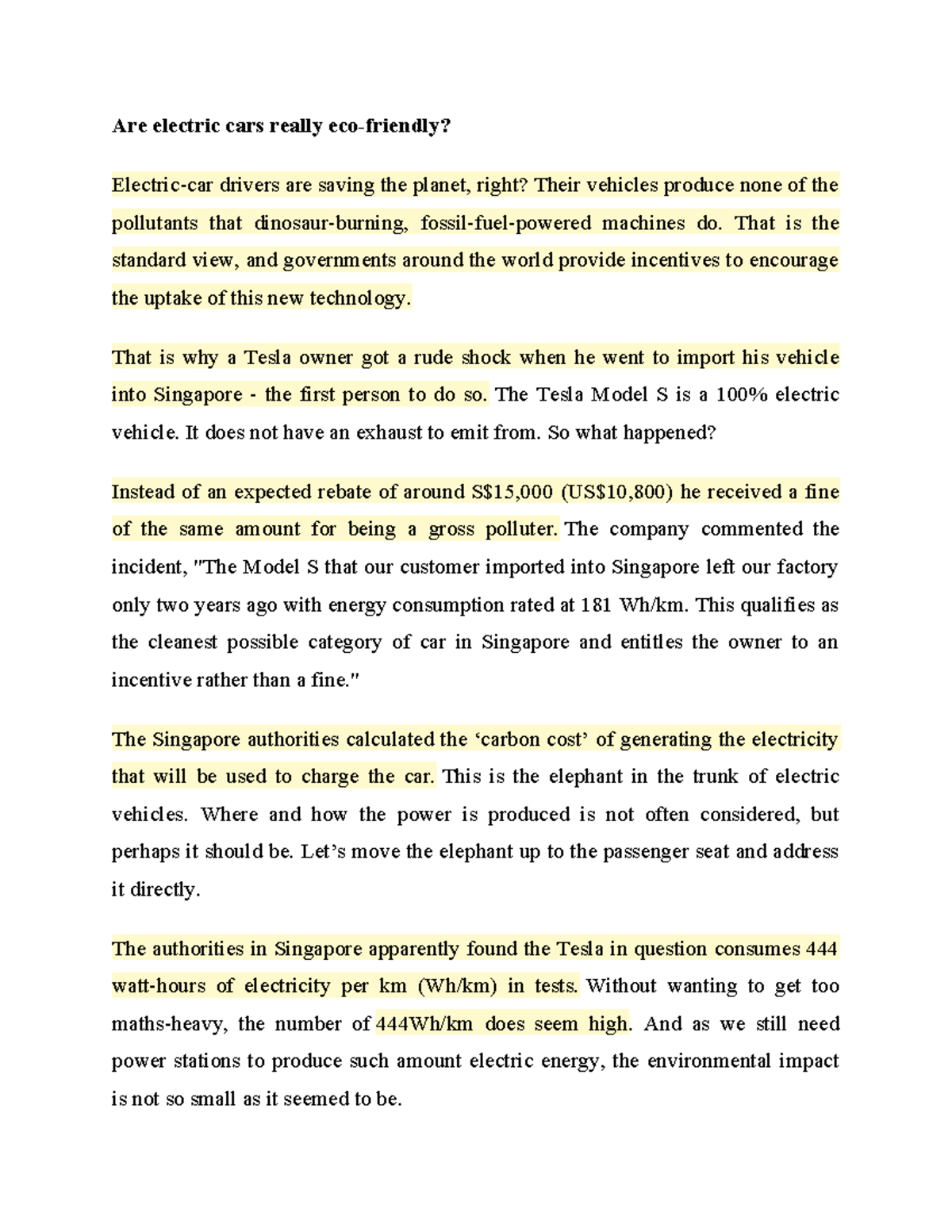 Skimming- Scanning- Practices - Are electric cars really eco-friendly ...