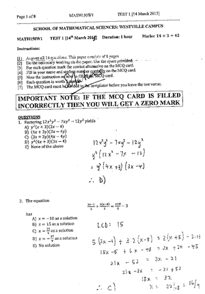 Math 150 test 3 - Test with solutions - SCHOOL OF MATHEMATICS ...