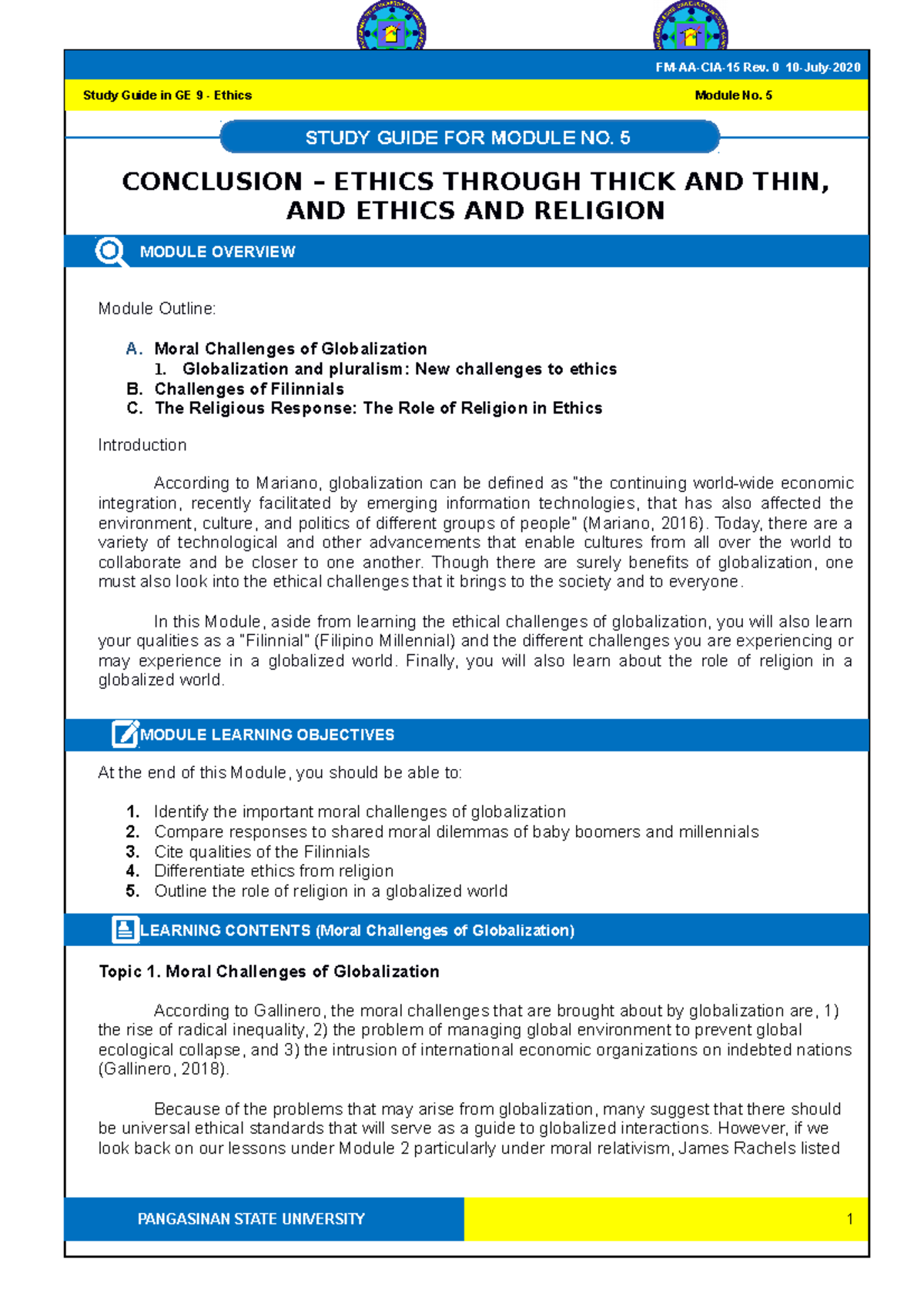 Study Guides for Ethics - CONCLUSION – ETHICS THROUGH THICK AND THIN ...