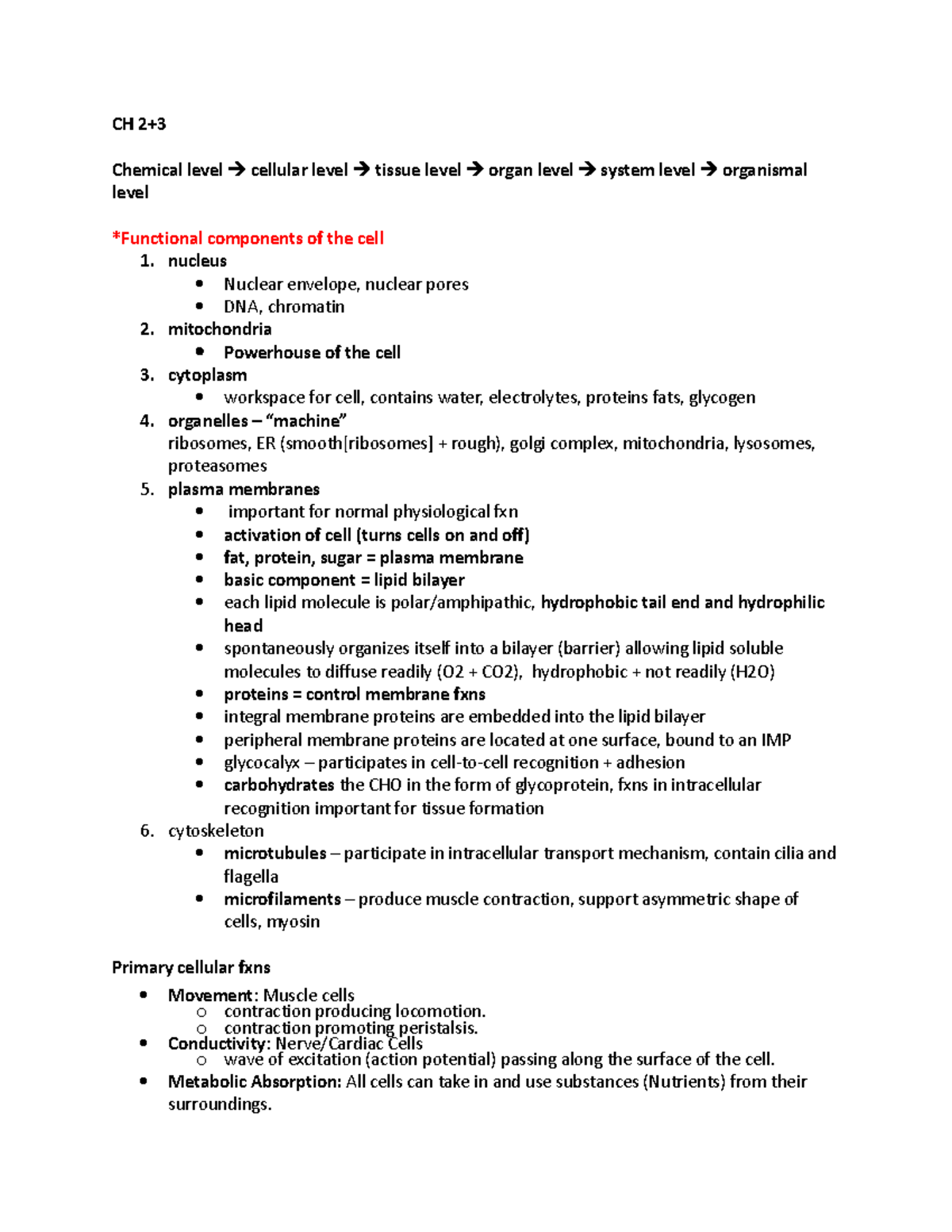 Patho Exam 1 - CH 2+ Chemical level cellular level tissue level organ ...