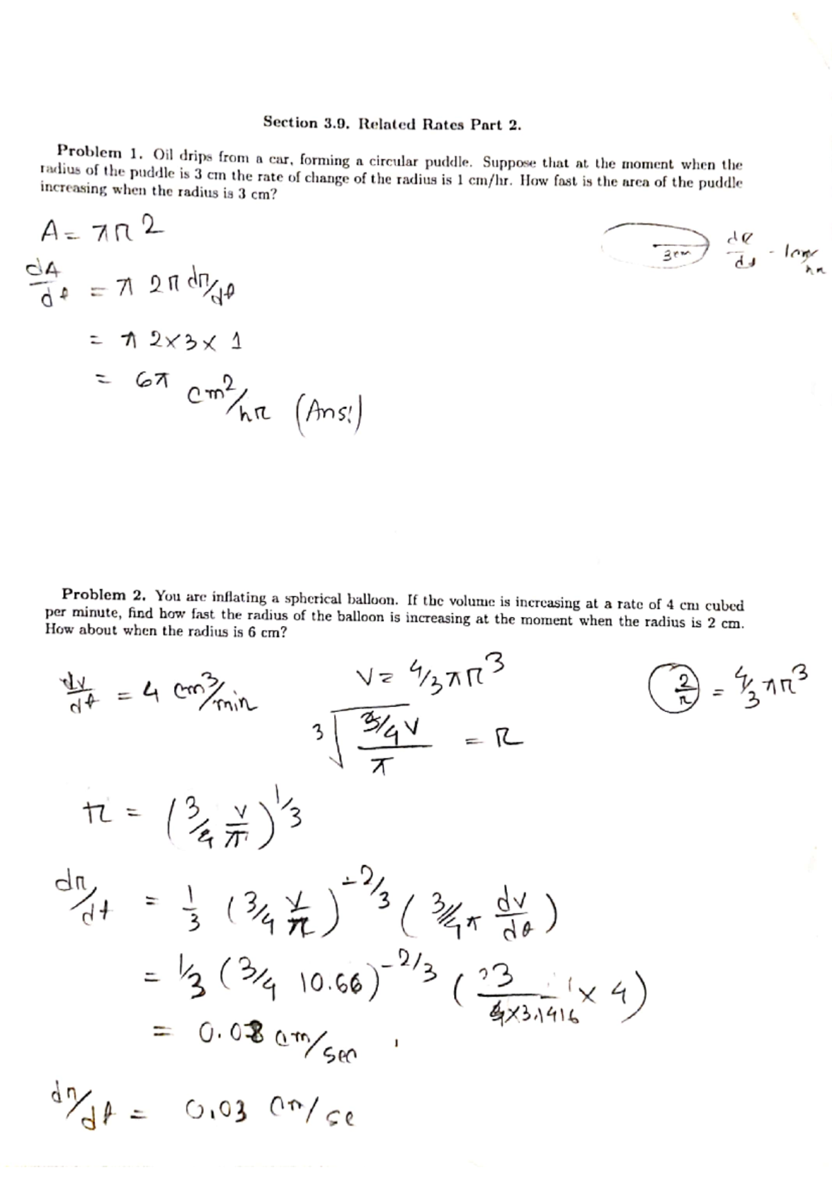 3.9 Related Rates - Practicing the correct material before exams is the ...