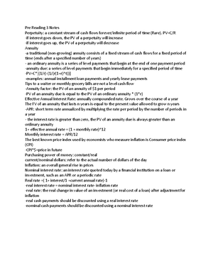 F-370 Midterm Exam Study Guide - Finance Midterm Review: A1 Introduction to Financial Contracts ...