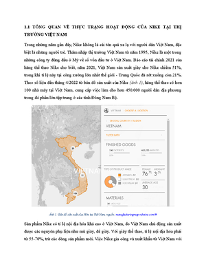 Prool - LOG QT - CÂU 1 - 1 TỔNG QUAN VỀ THỰC TRẠNG HOẠT ĐỘNG CỦA NIKE ...