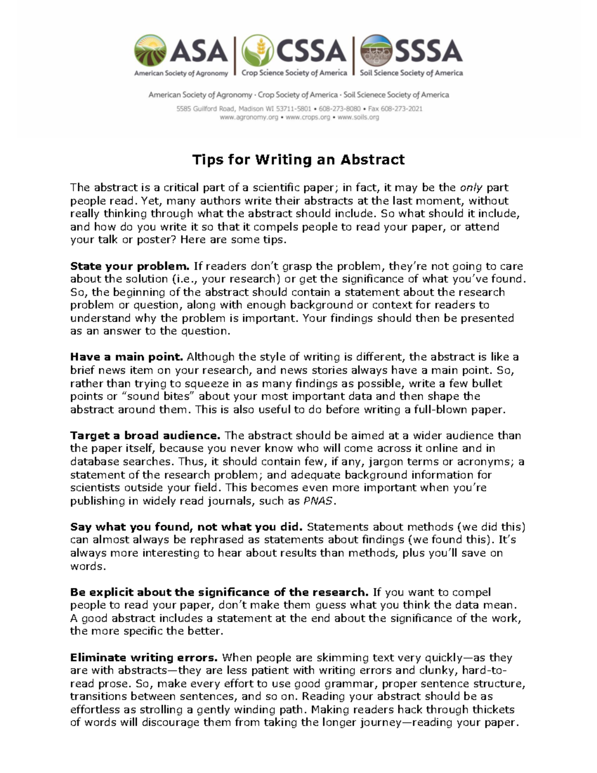 Tips for writing abstracts annual mtgs - Tips for Writing an Abstract ...