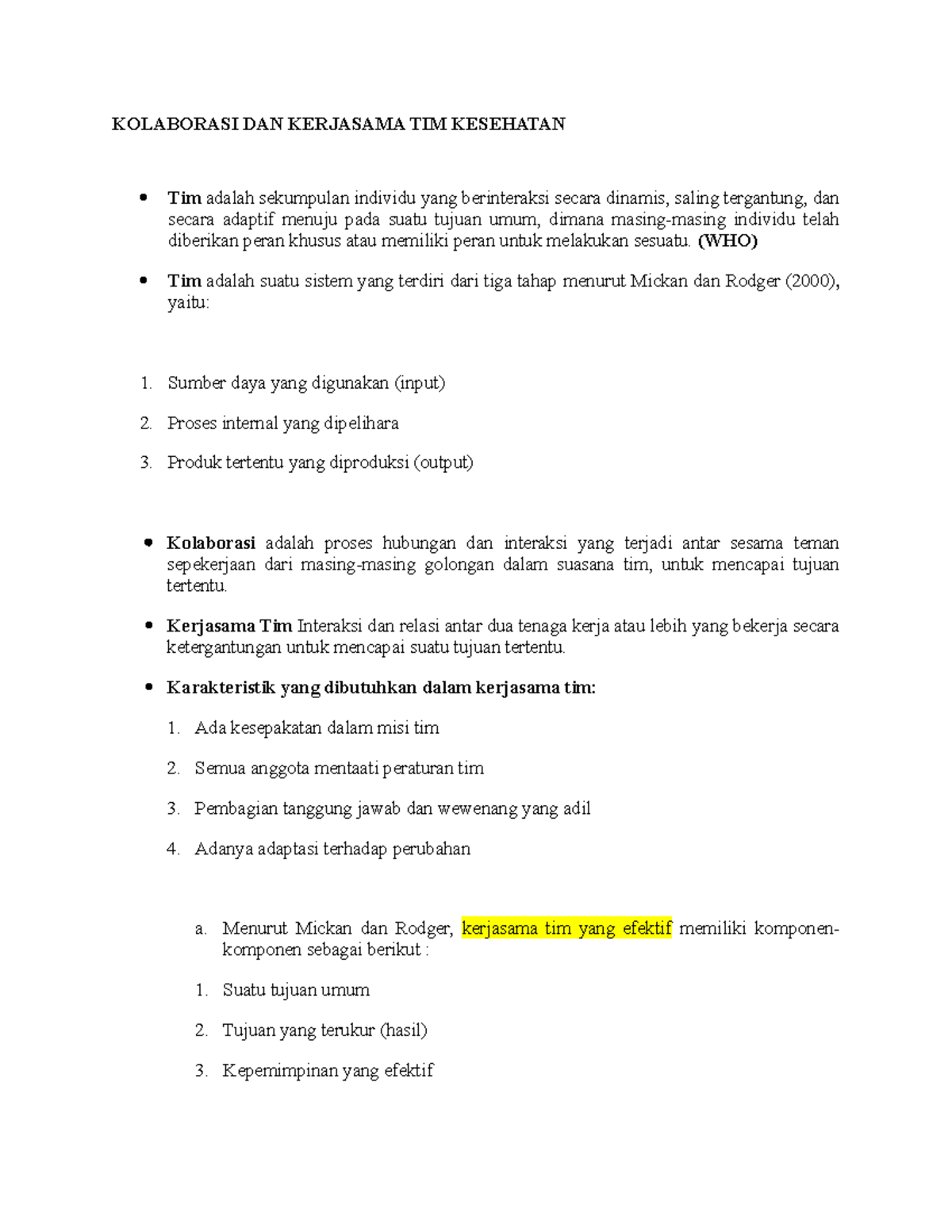Tentir 1 Kolaborasi DAN Kerjasama TIM Kesehatan - KOLABORASI DAN KERJASAMA TIM KESEHATAN Tim ...