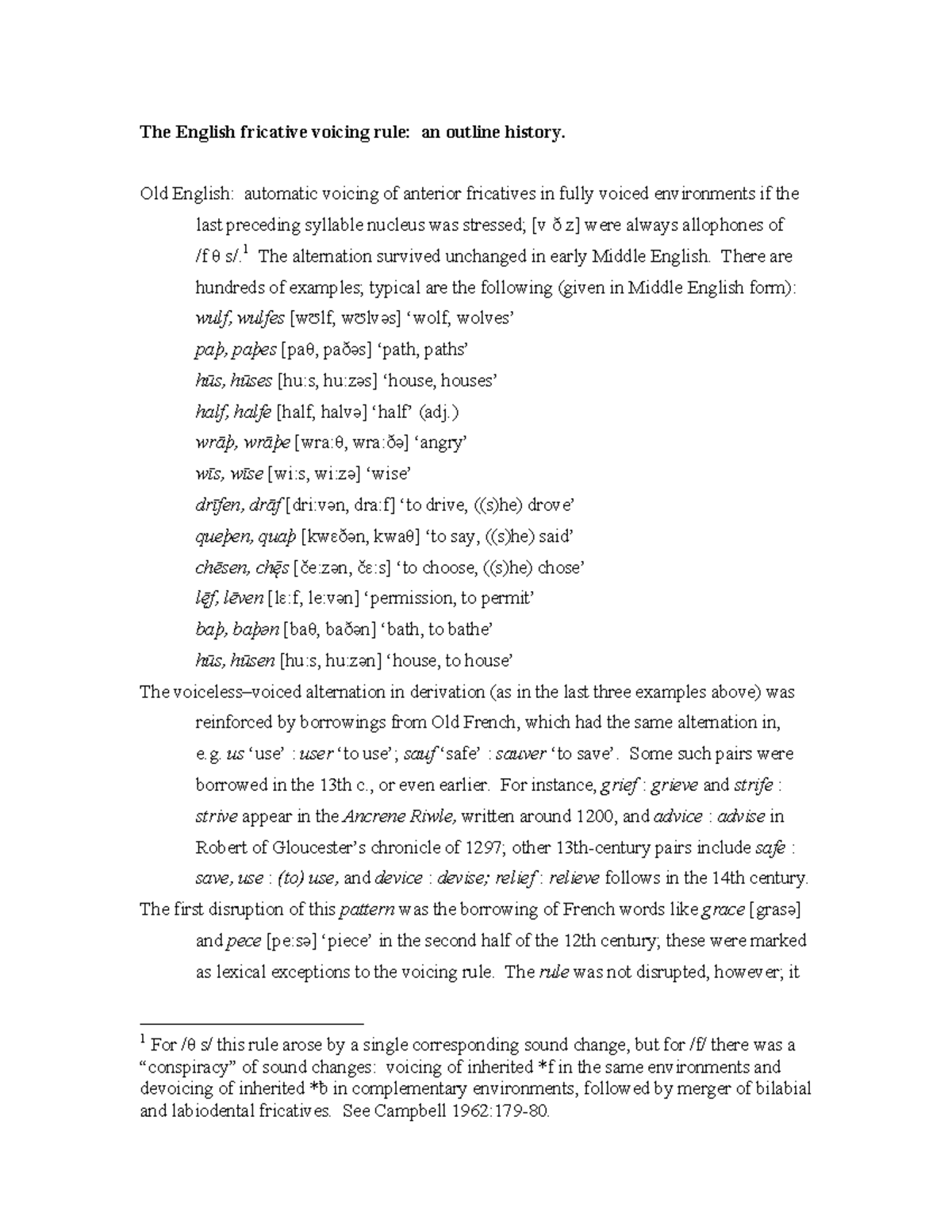 Fricative voicing alternation outline history - The English fricative ...