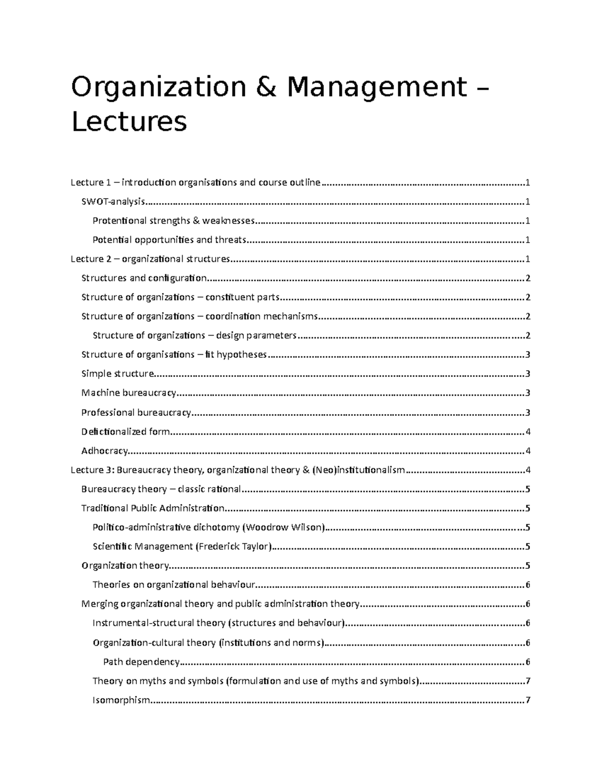 Organisation and Management - Lectures - Organization & Management ...