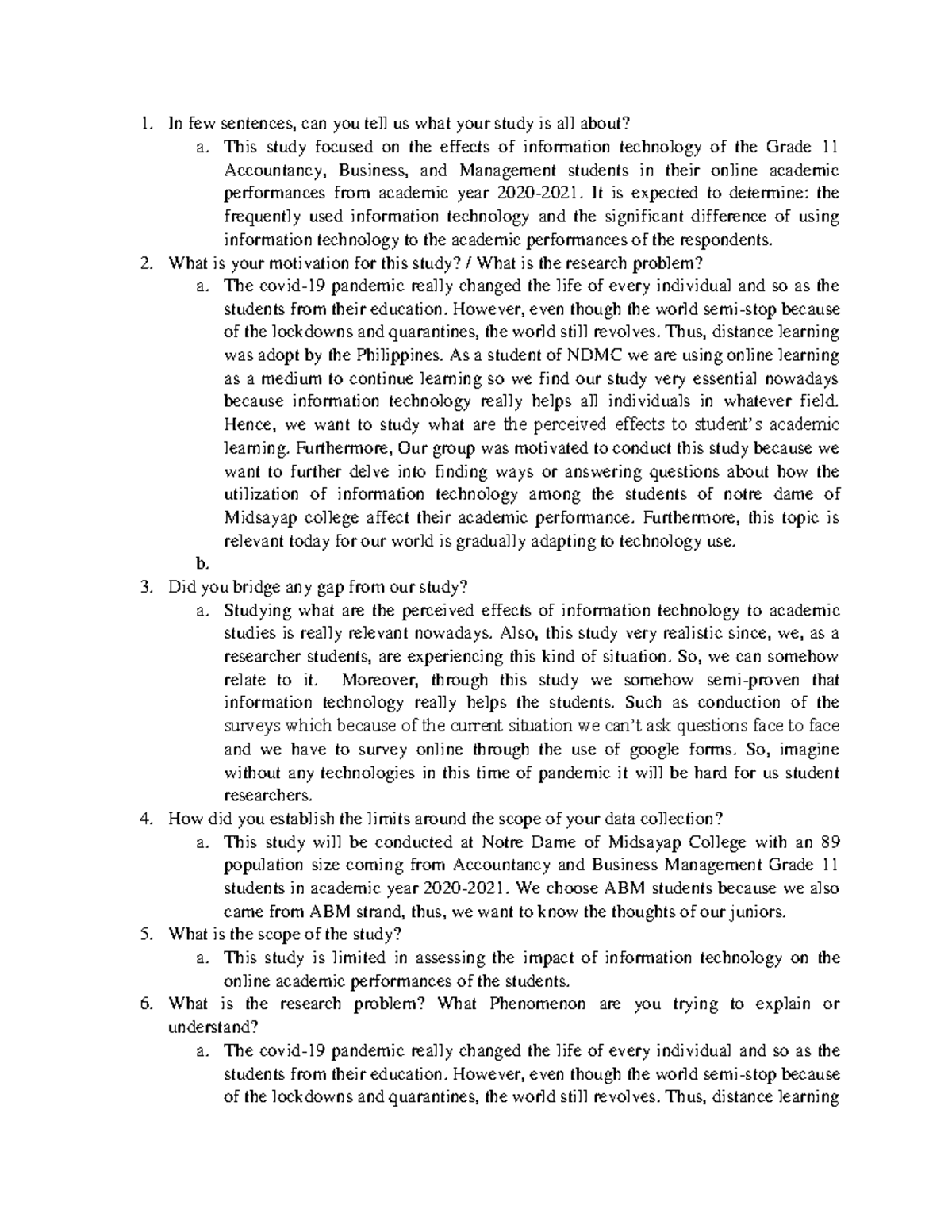 Research Output Possible Question AND Answer - In few sentences, can ...