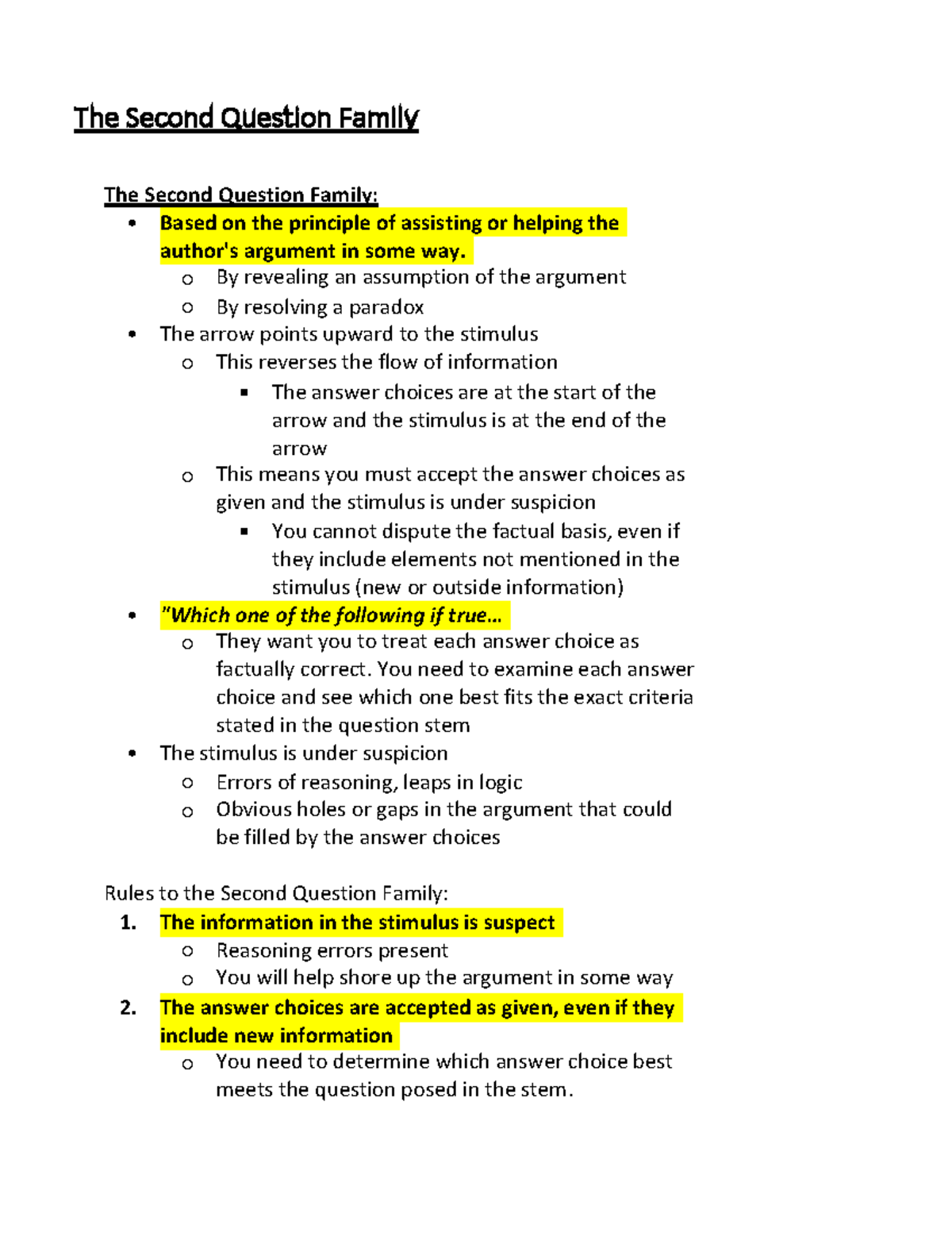 Logical Reasoning: The Second Question Family - The Second Question ...