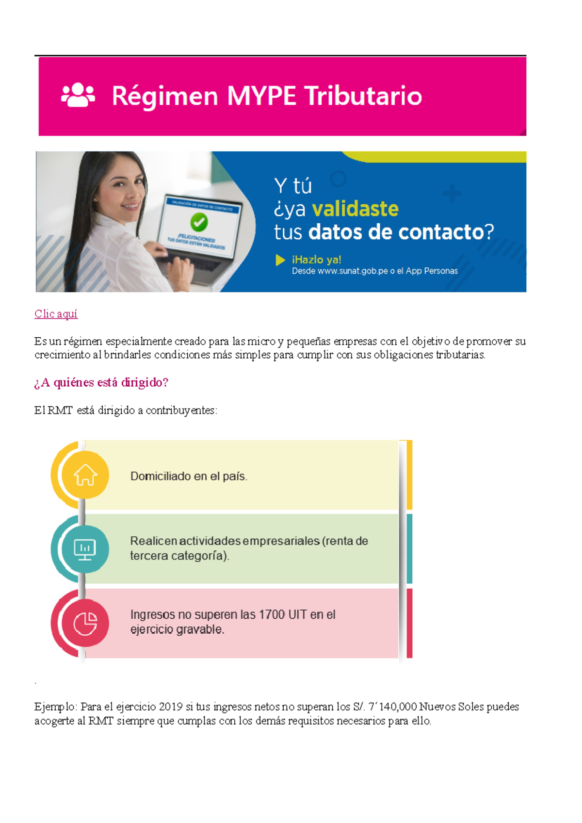 Régimen MYPE Tributario - Clic aquí Es un régimen especialmente creado ...