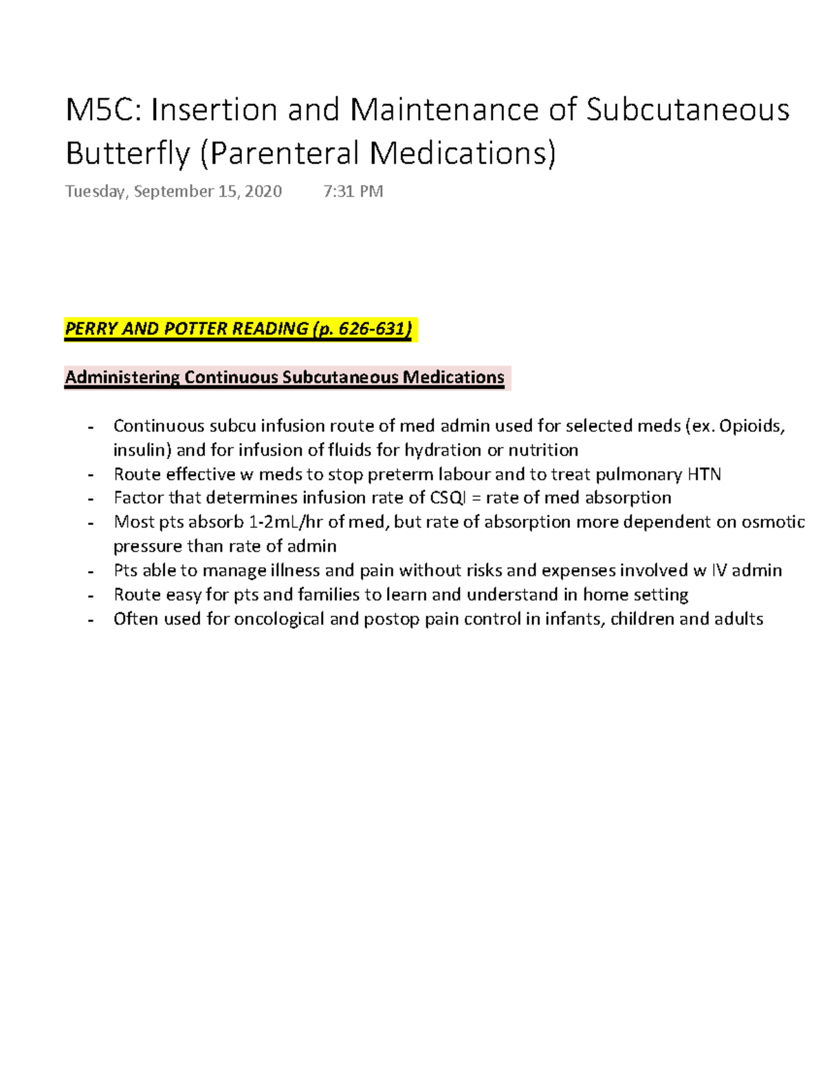 M5C Insertion and Maintenance of Subcutaneous Butterfly (Parenteral ...