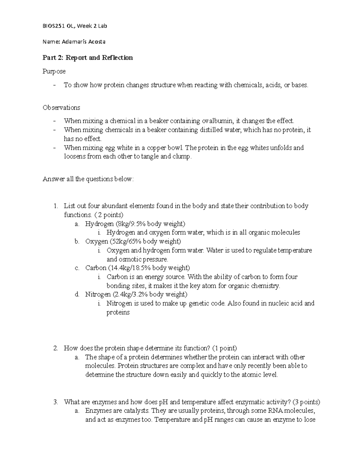 Week 2 Part 2 - lab - BIOS251 OL, Week 2 Lab Name: Adamaris Acosta Part ...