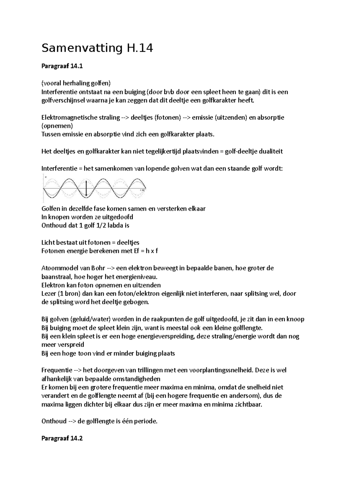 Samenvatting H.14 na - Deze is niet compleet, geupload voor premium ...