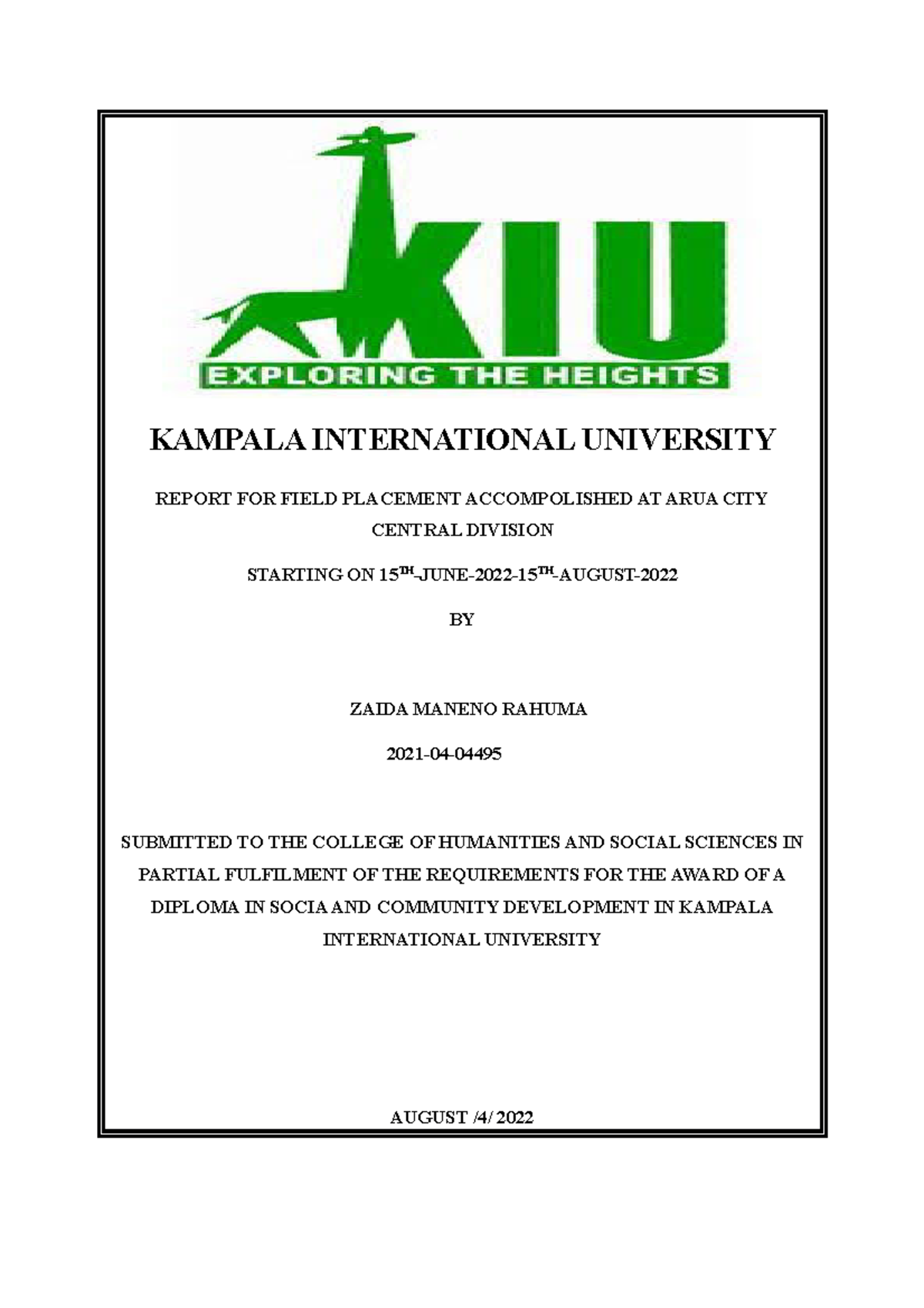 Internship Report - Copy (Auto Recovered) - KAMPALA INTERNATIONAL ...