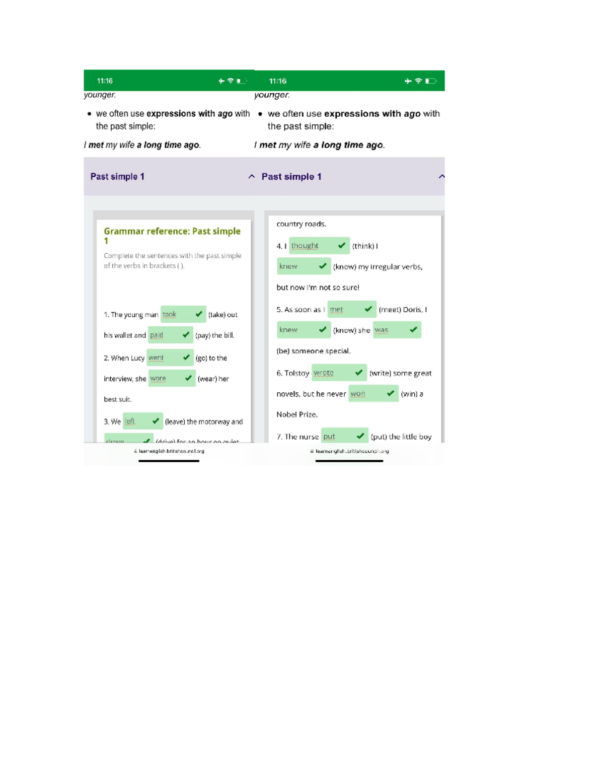 Worksheet Past simple - 11:16 11:16 younger. younger. we often use ...