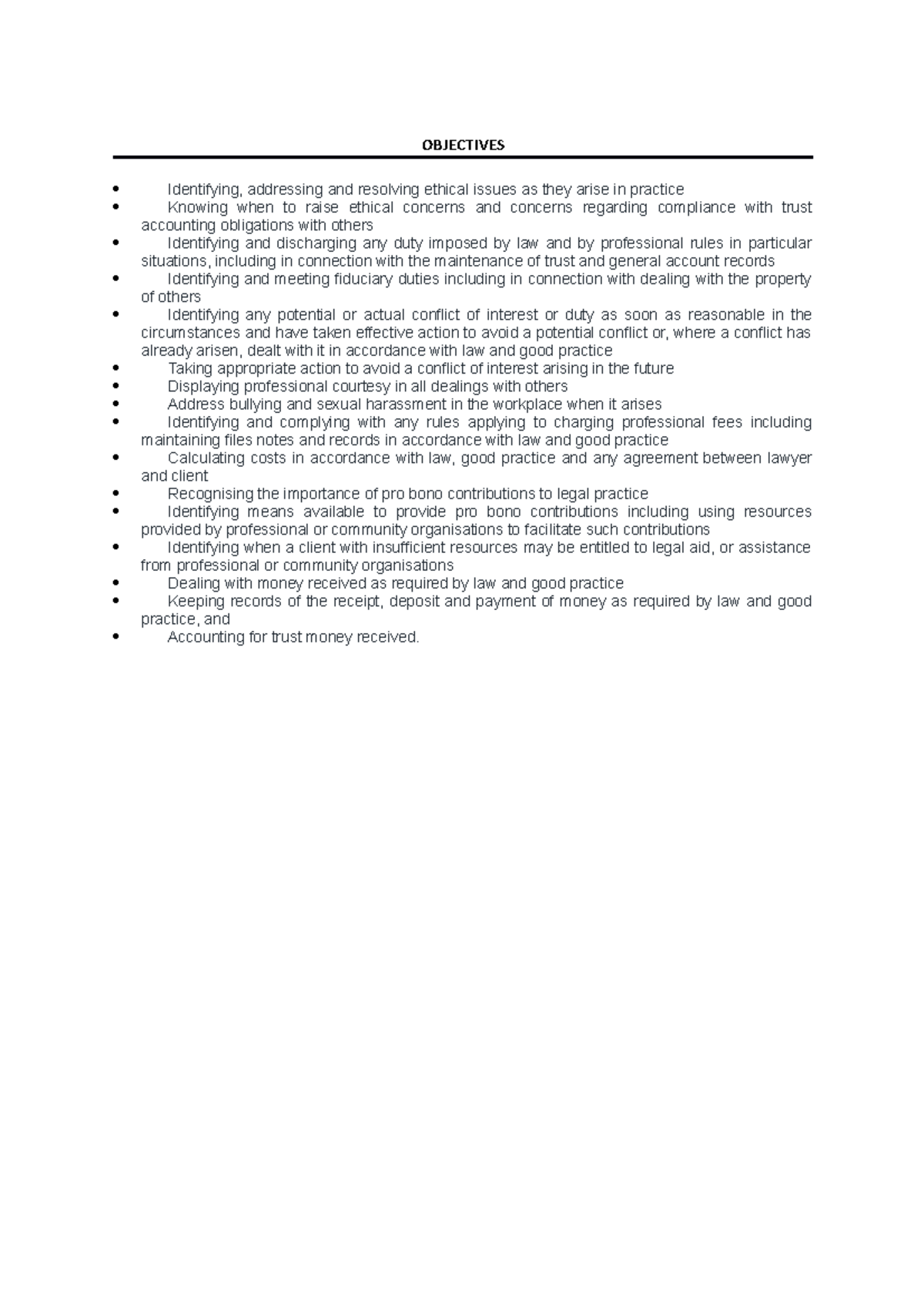 EPR Notes - OBJECTIVES Identifying, addressing and resolving ethical ...
